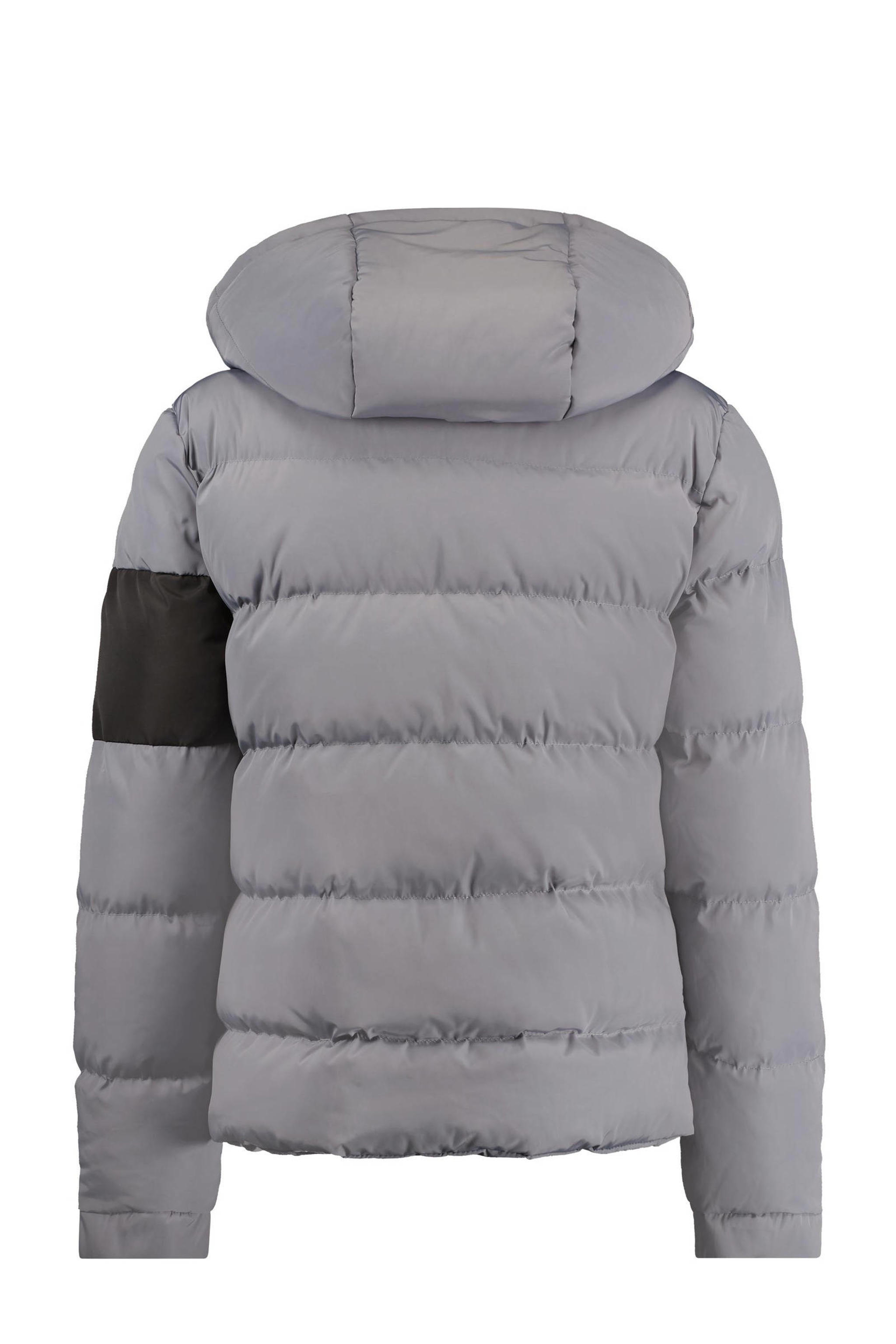 Malelions outdoor jas Captain puffer met logo lichtgrijs | wehkamp