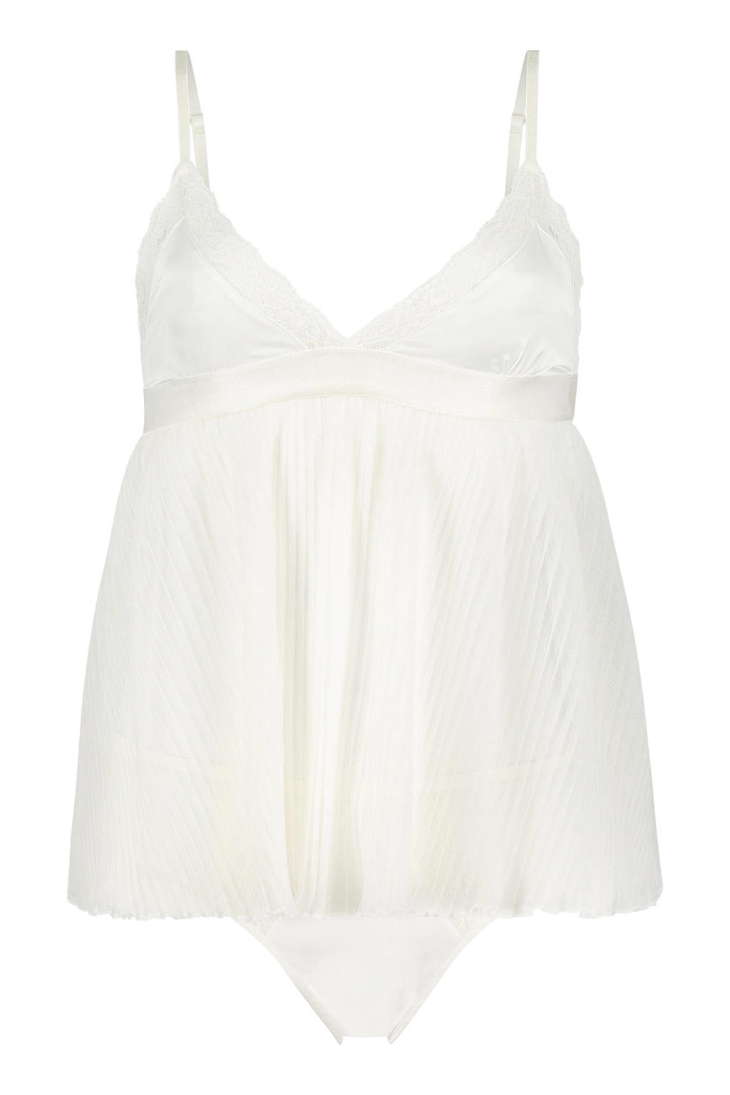 Hunkemöller babydoll Evangeline met string wit | wehkamp