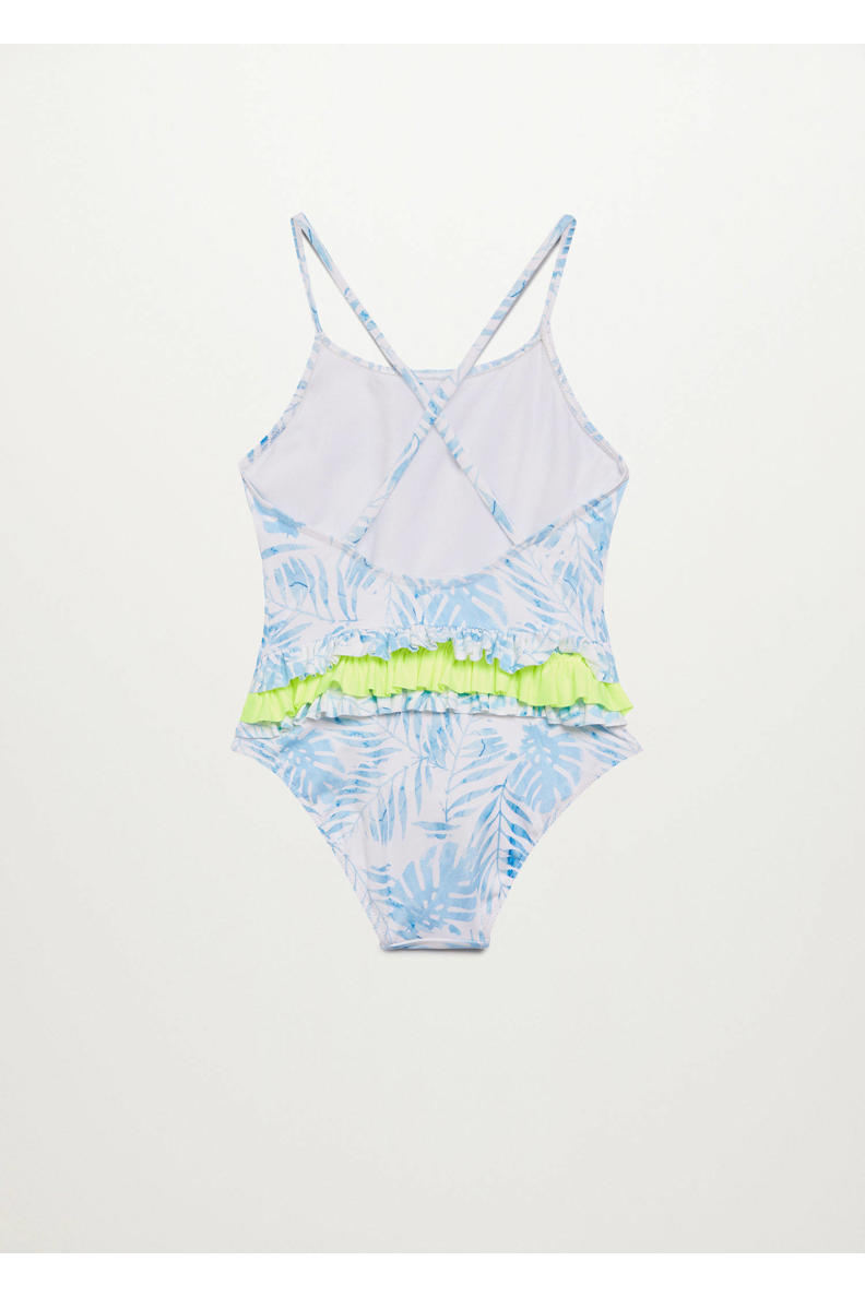 Mango Kids badpak met all over print lichtblauw/wit | wehkamp