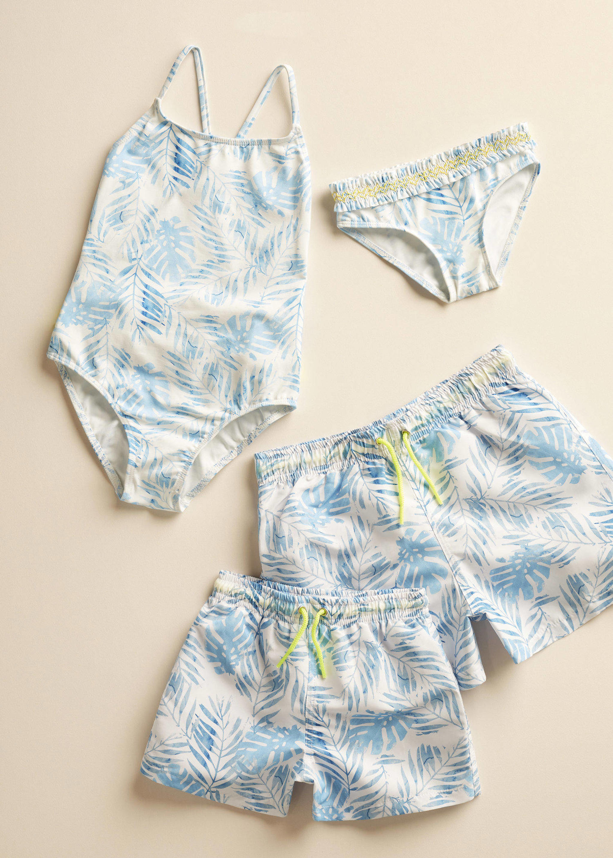 Mango Kids badpak met all over print lichtblauw/wit | wehkamp