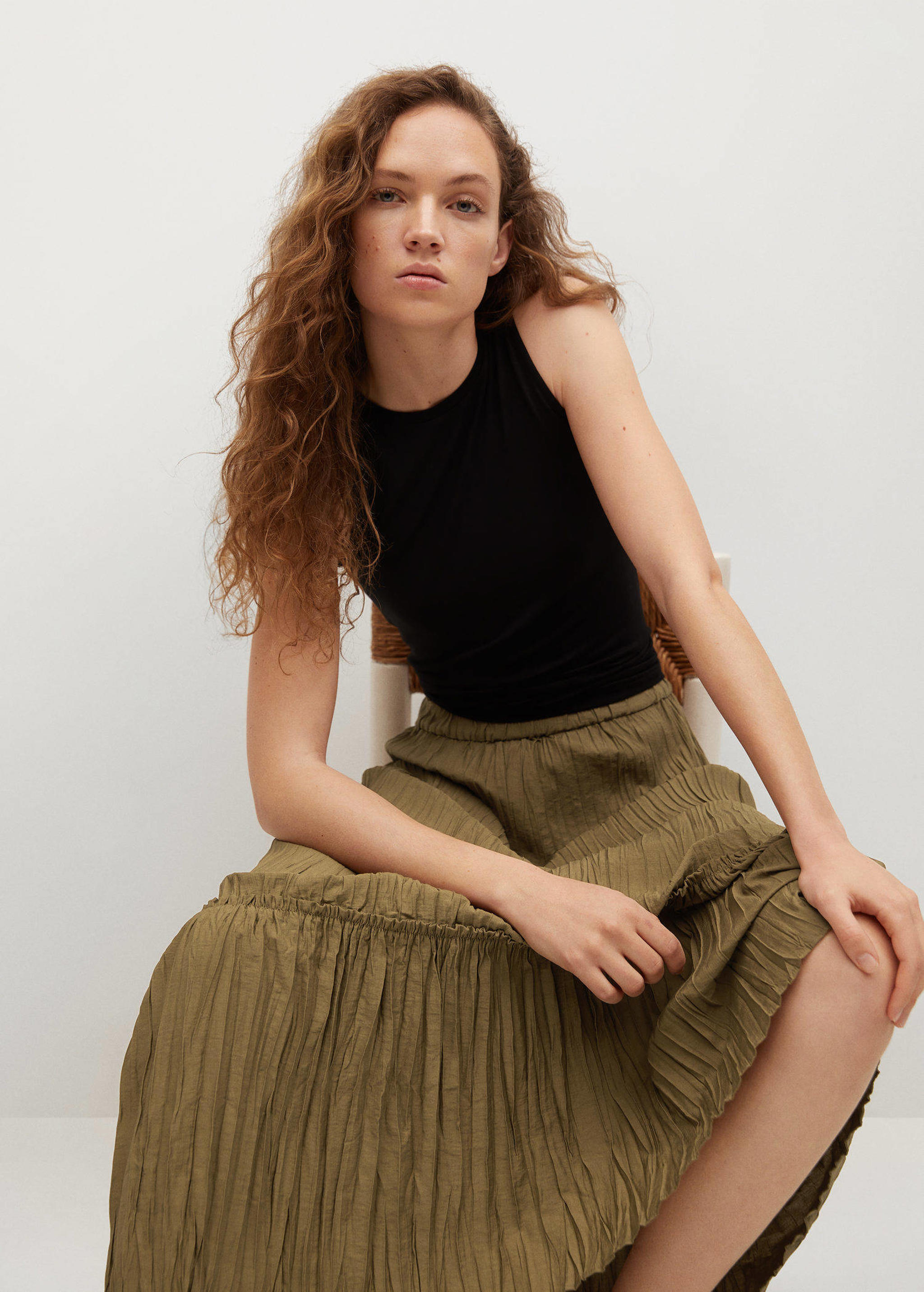 Mango rok donkergroen | wehkamp