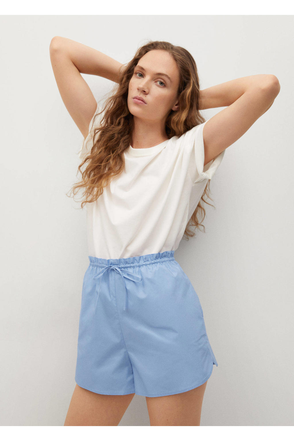 Mango high waist short lichtblauw | wehkamp