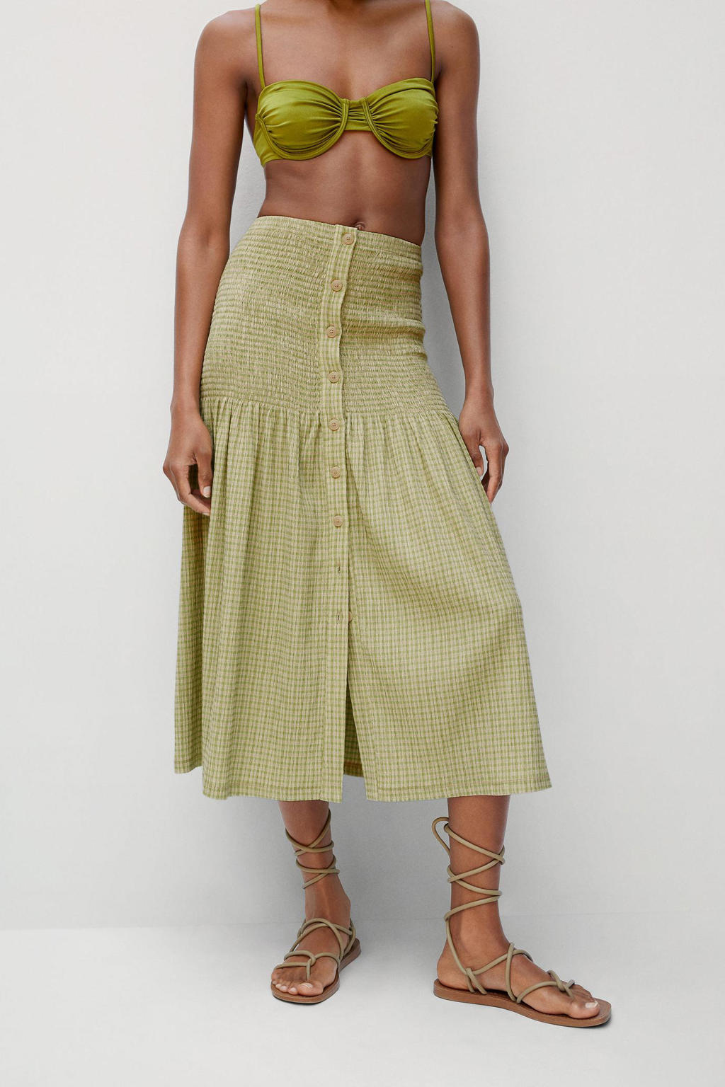 Mango geruite rok groen | wehkamp