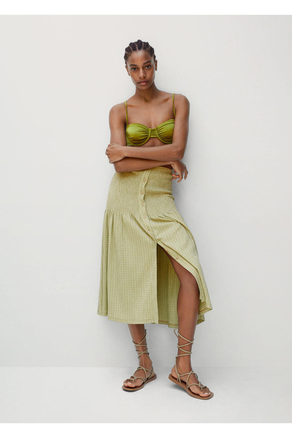 Mango geruite rok groen | wehkamp