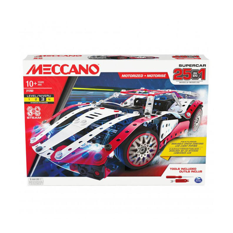 Meccano 25-in-1 modelset super car red | wehkamp