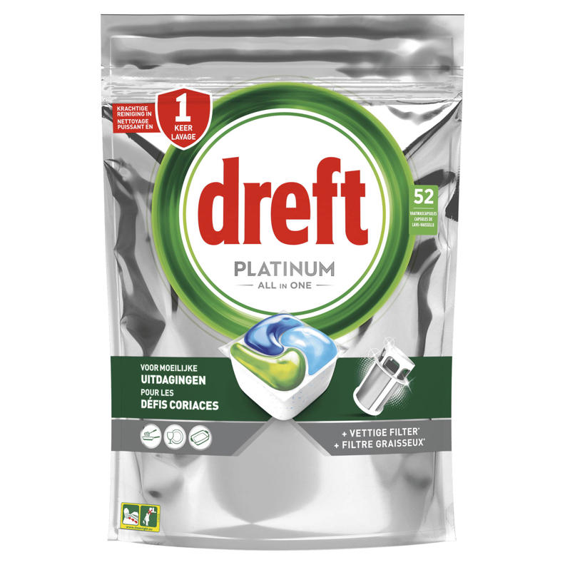 Dreft Platinum Platinum All In One Vaatwascapsules Regular - 208 stuks ...