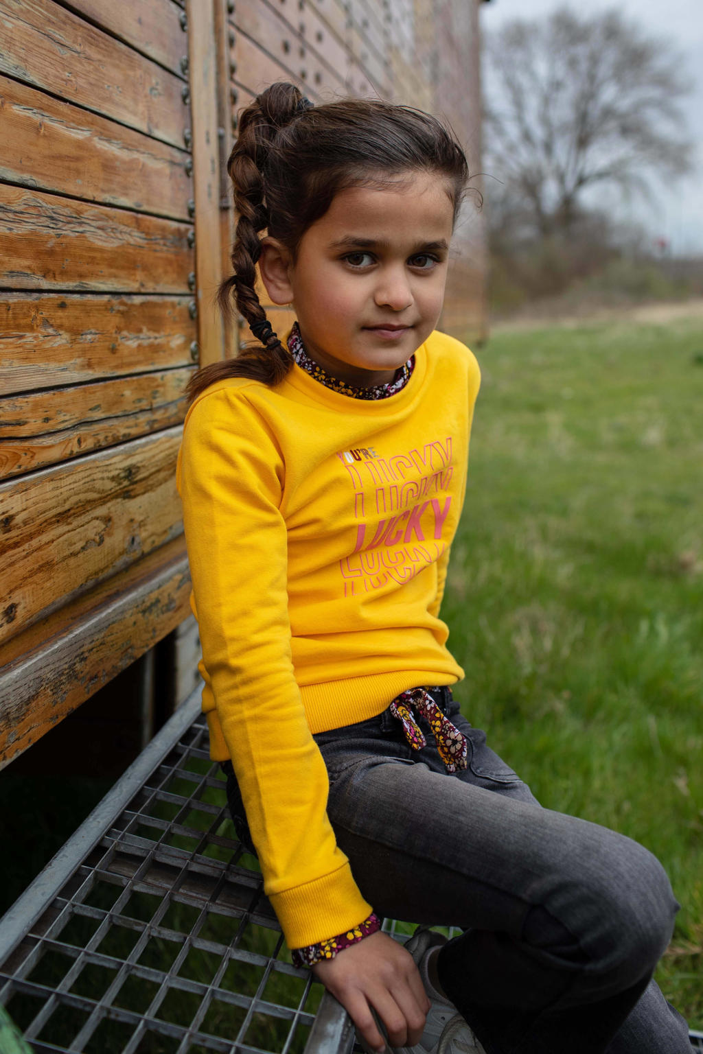 Quapi Girls sweater Kato met printopdruk geel | wehkamp