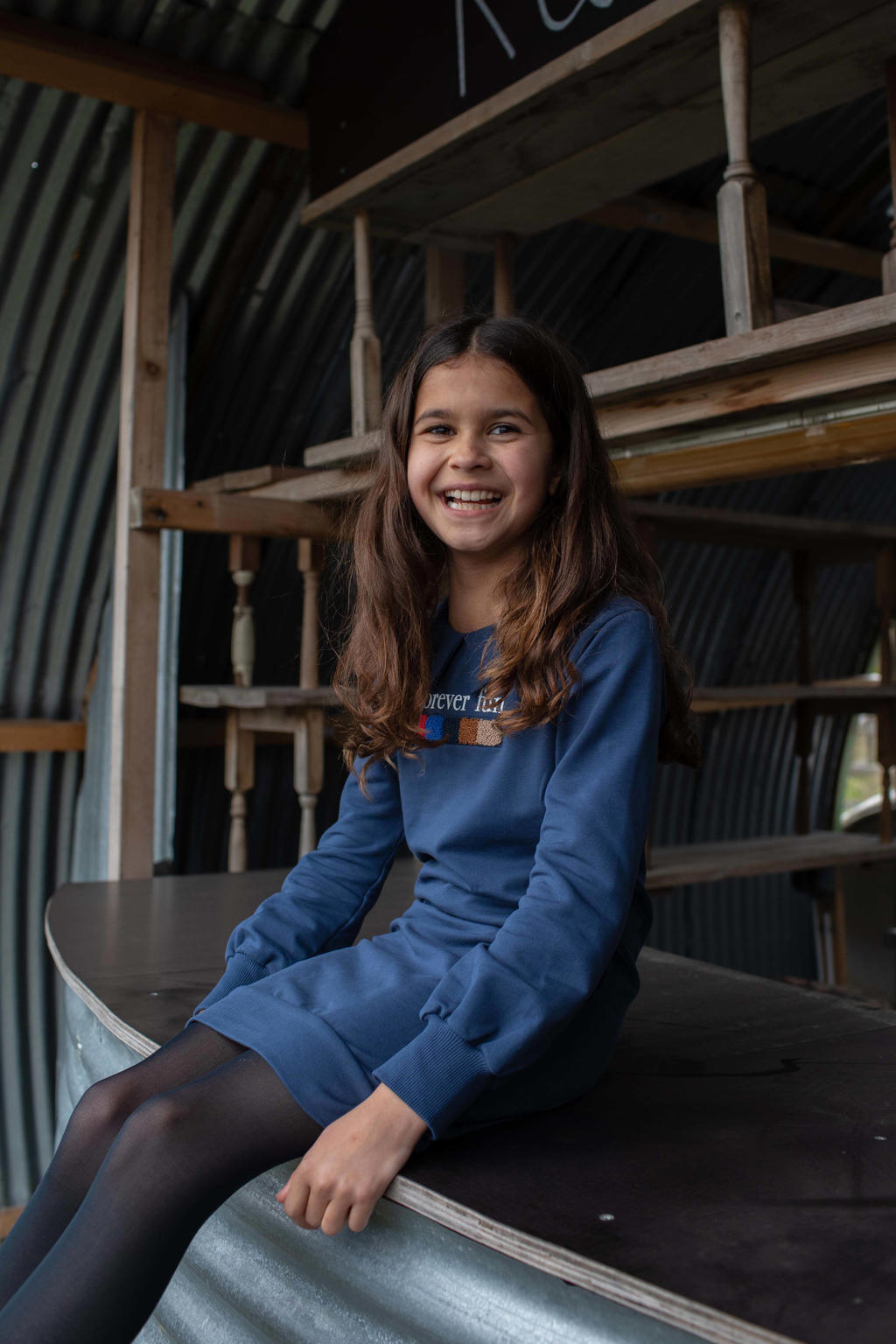 Quapi Girls jurk Kailyn met printopdruk donkerblauw | wehkamp