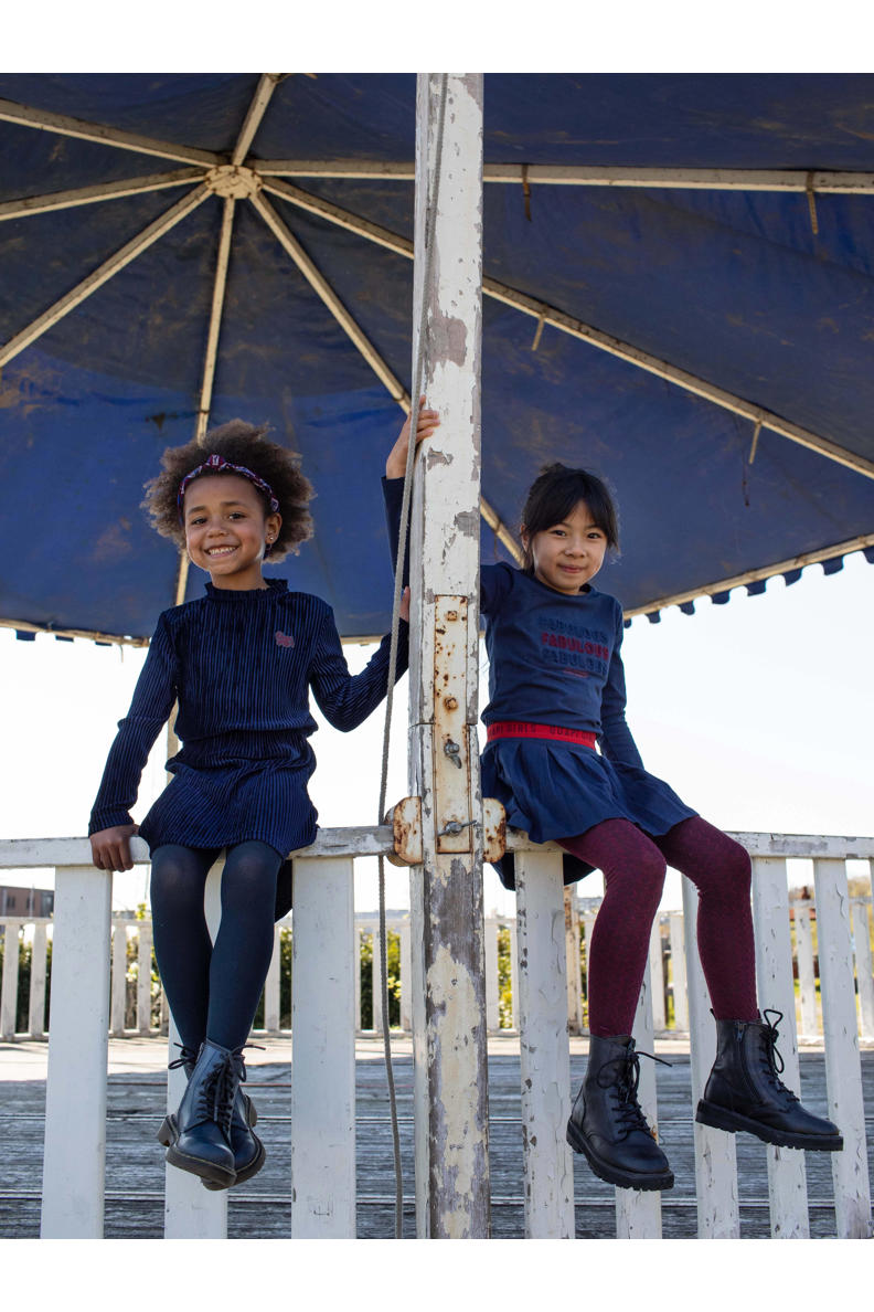 Quapi Girls jurk Kaisa met ruches donkerblauw | wehkamp