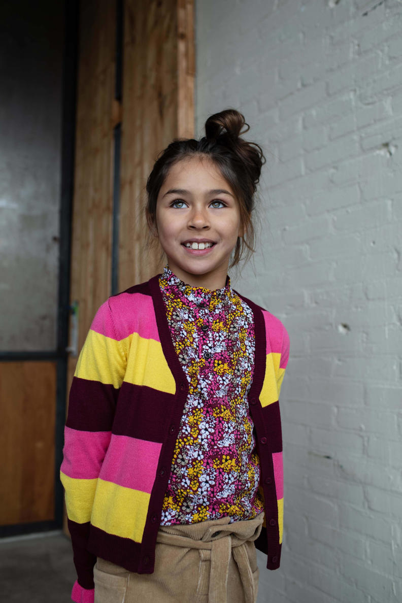 Quapi Girls gestreept vest Kella geel/roze/bordeaux | wehkamp