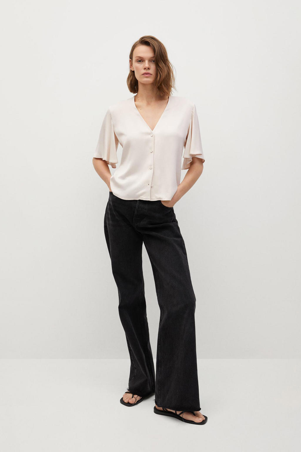 Mango top lichtbeige | wehkamp