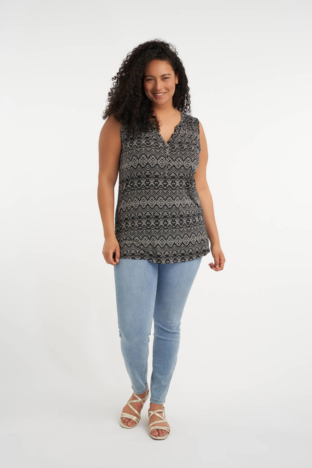 MS Mode top met all over print zwart | wehkamp