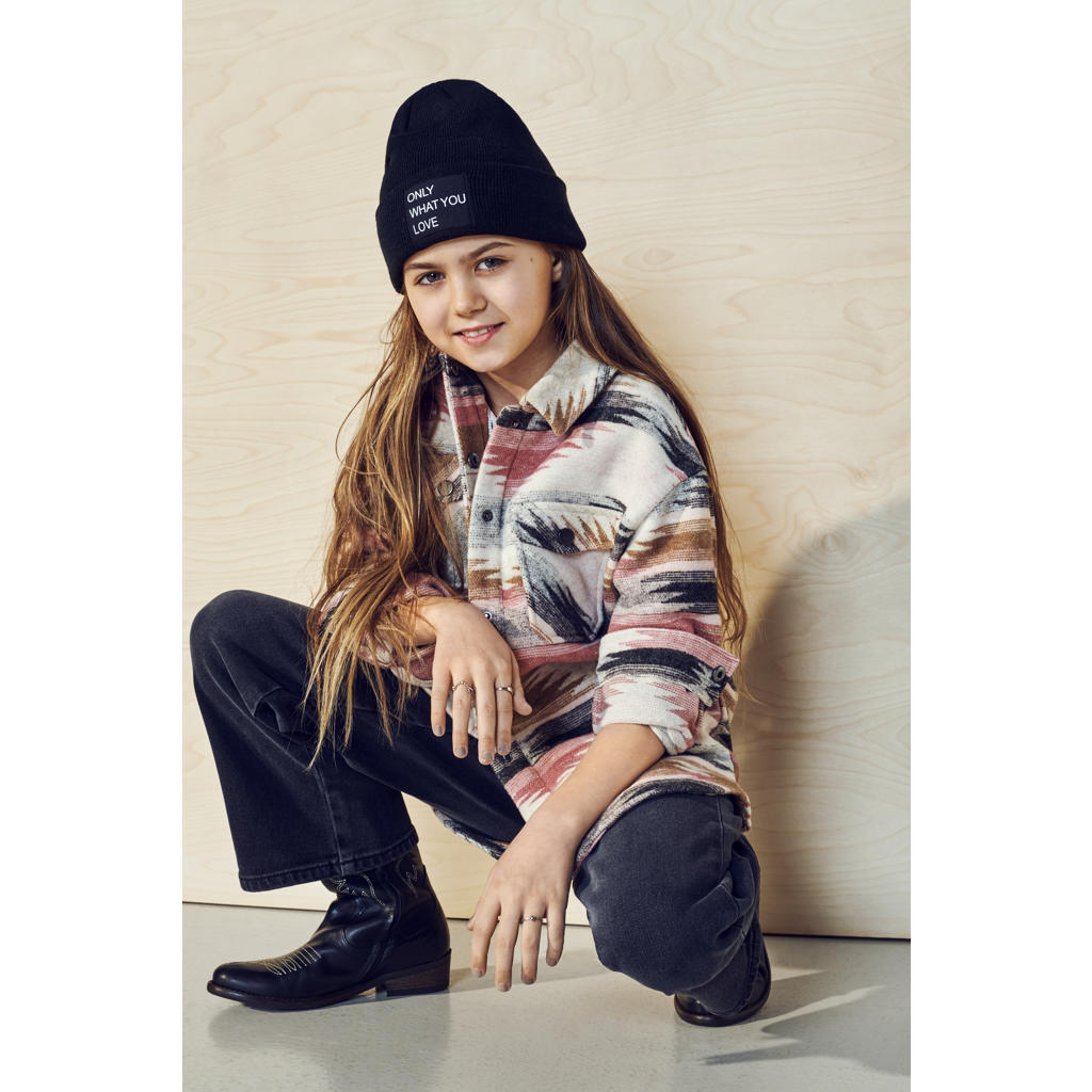 KIDS ONLY shacket winterjas KONFRIDA met all over print beige/bruin ...