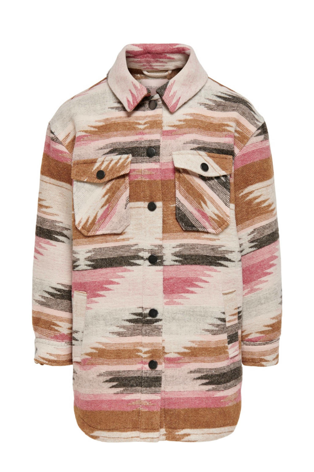 KIDS ONLY shacket winterjas KONFRIDA met all over print beige/bruin ...