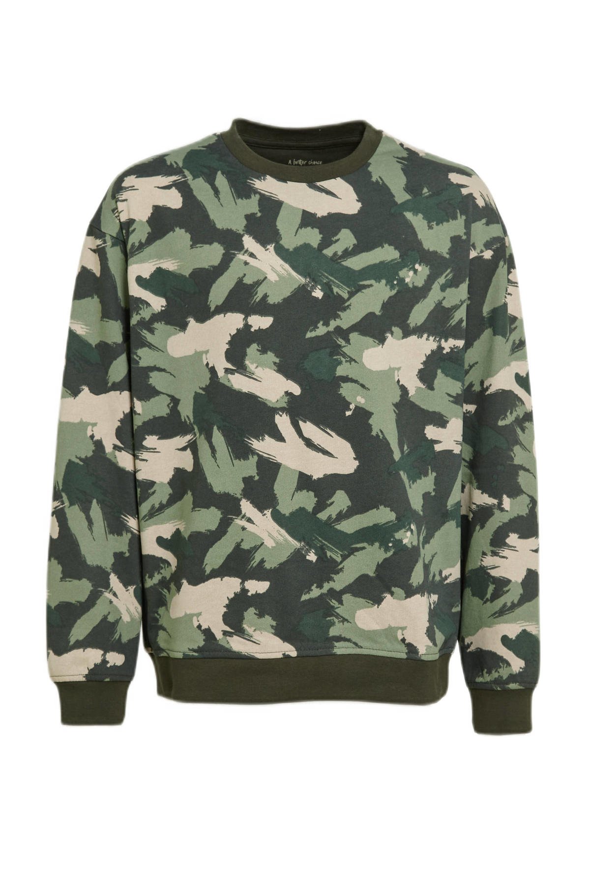 Ellos sweater met camouflageprint groen/ecru | wehkamp