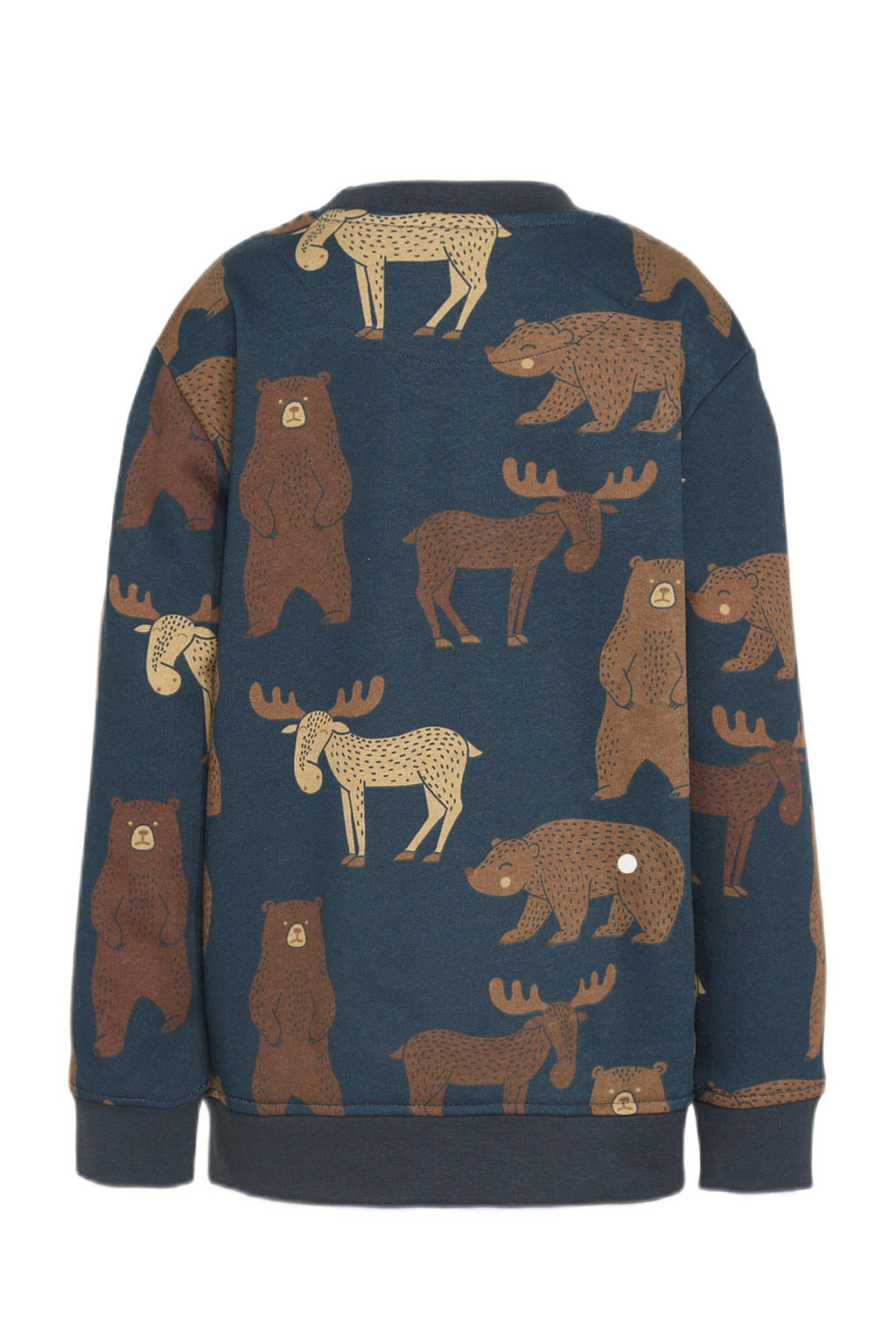 Ellos sweater Henry met all over print blauw/bruin | wehkamp