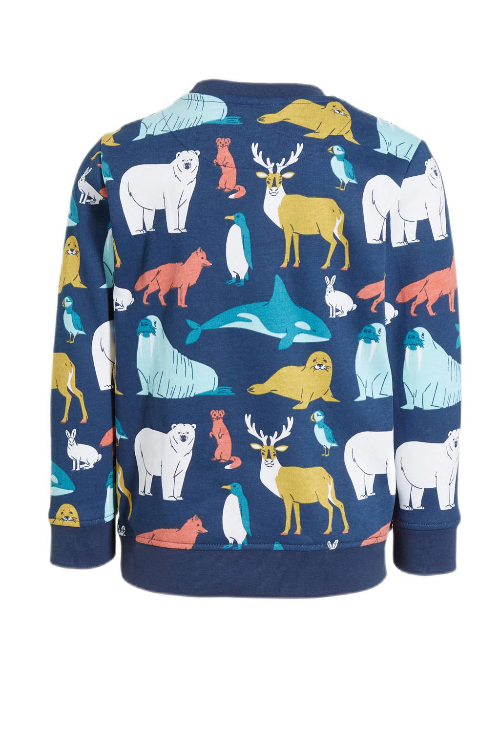 Ellos sweater Henry met all over print blauw/multicolor | wehkamp