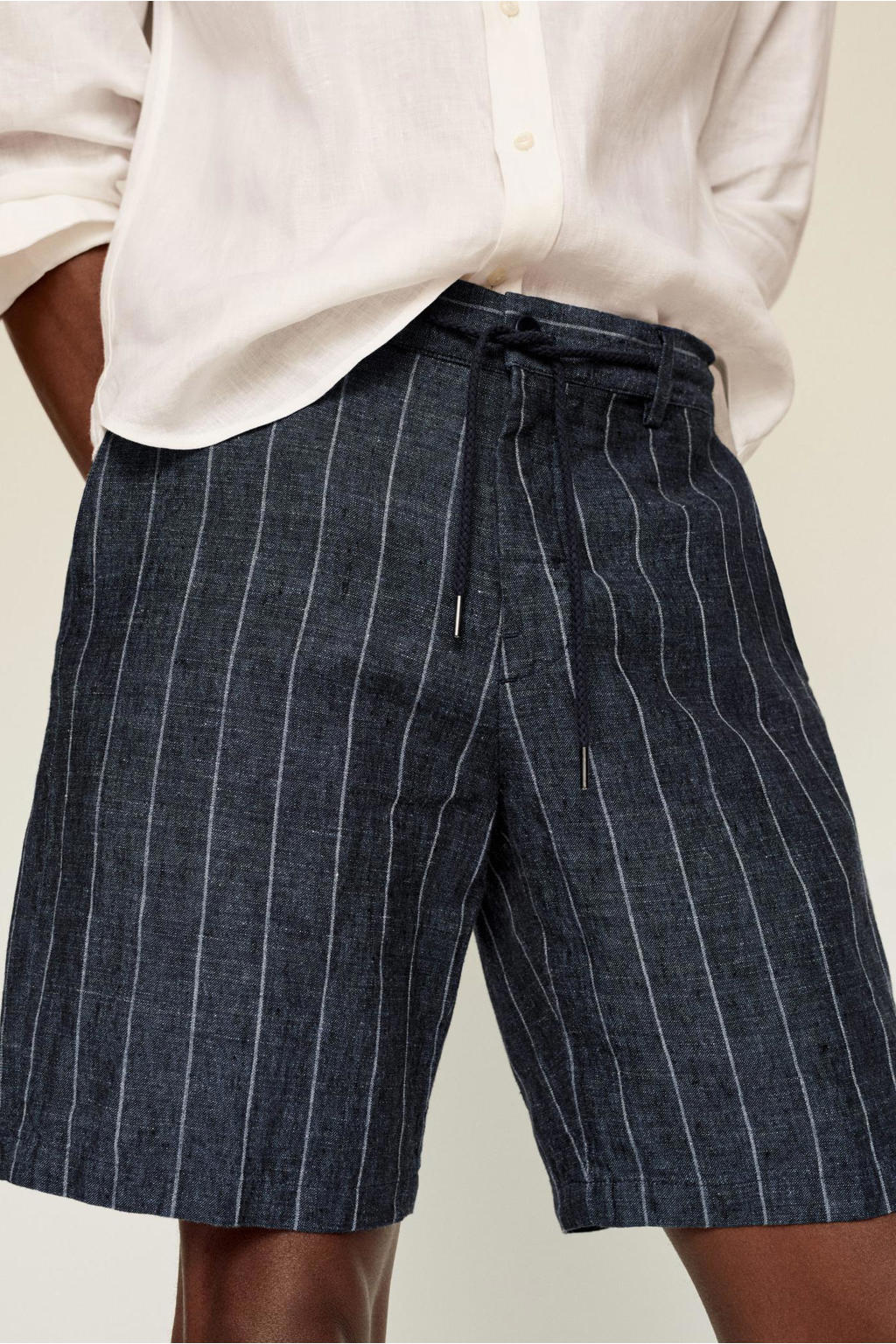 Mango Man gestreepte regular fit chino short marine | wehkamp