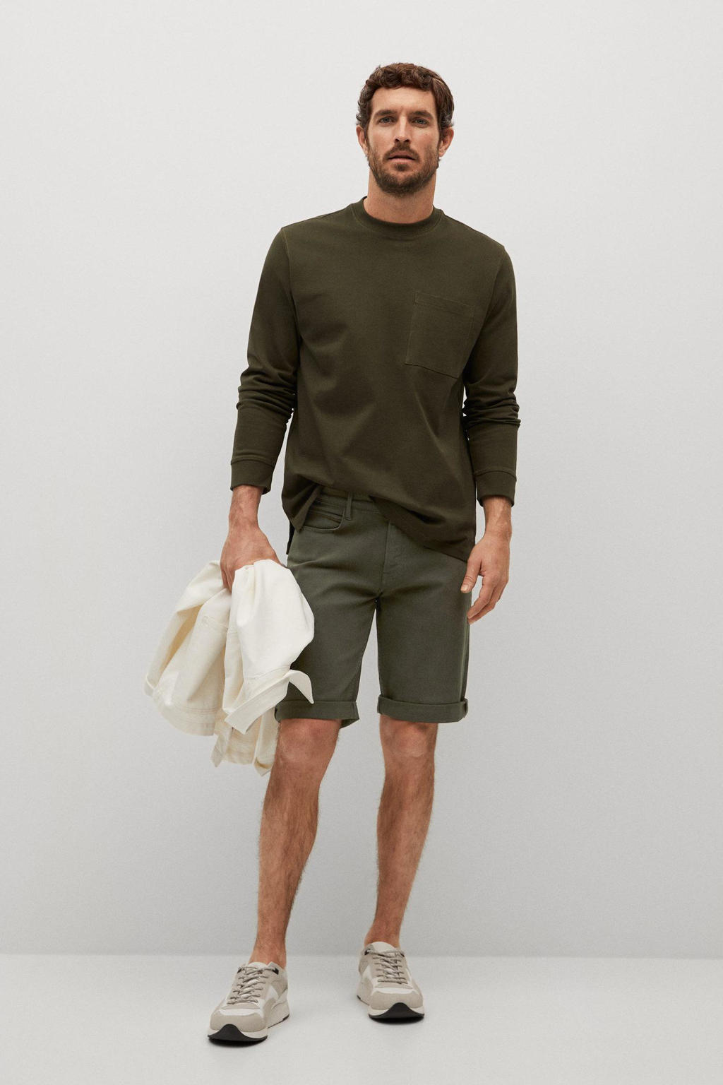 Mango Man regular fit short kaki | wehkamp