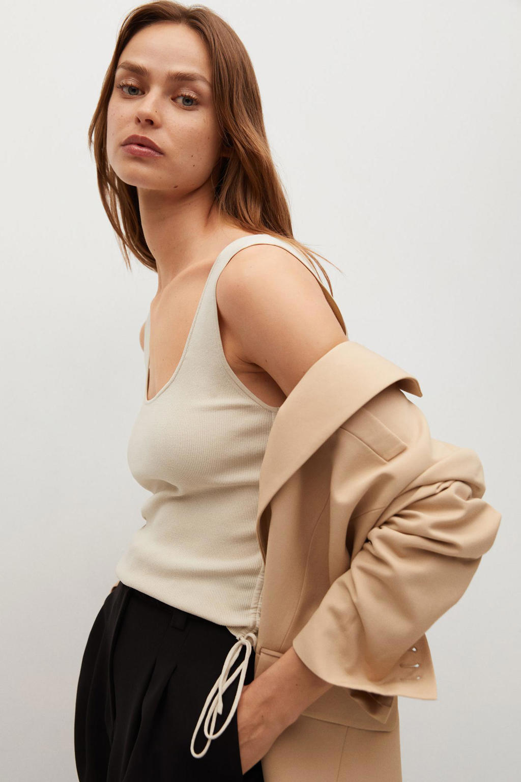 Mango top lichtbeige | wehkamp