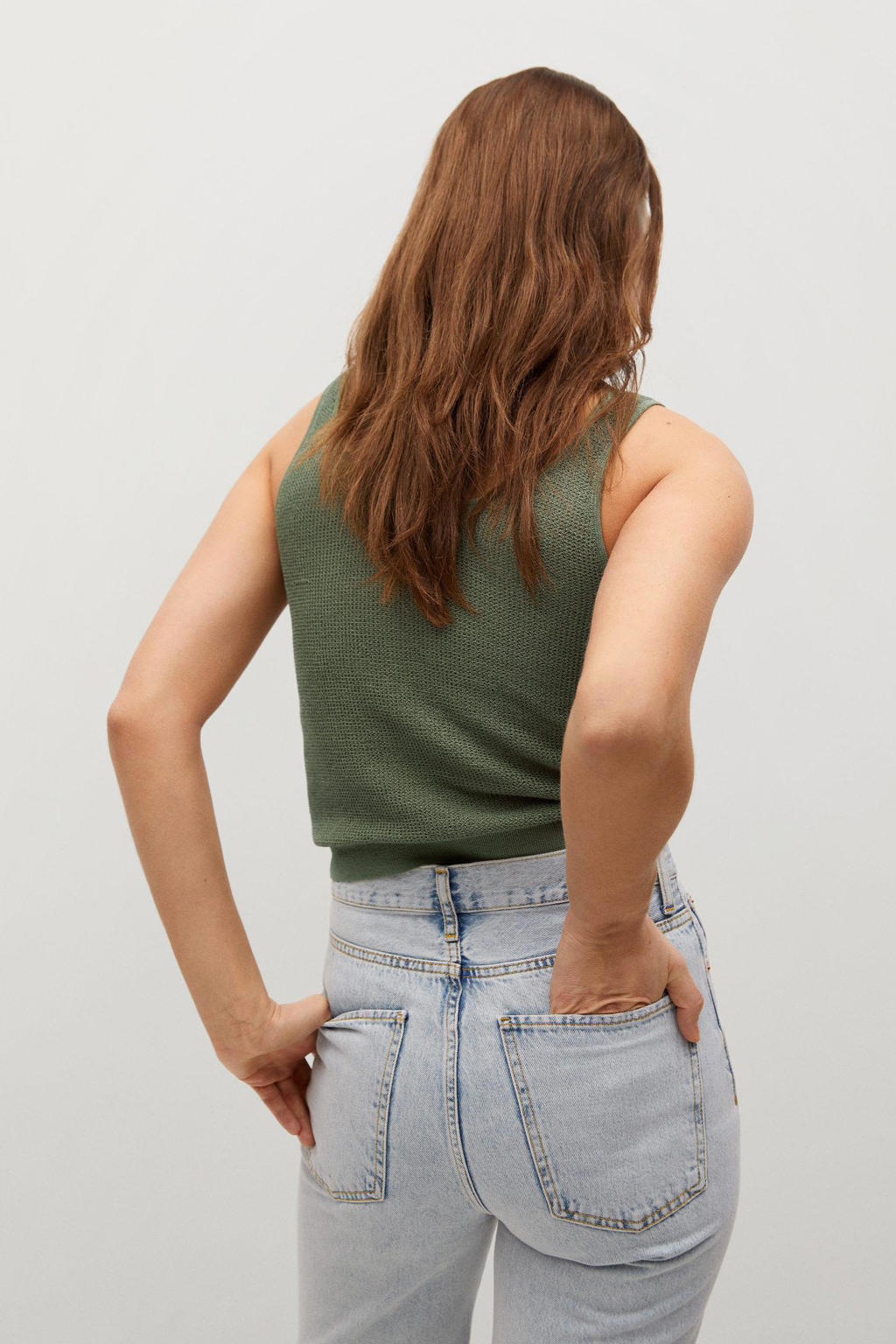 Mango fijngebreide top groen | wehkamp