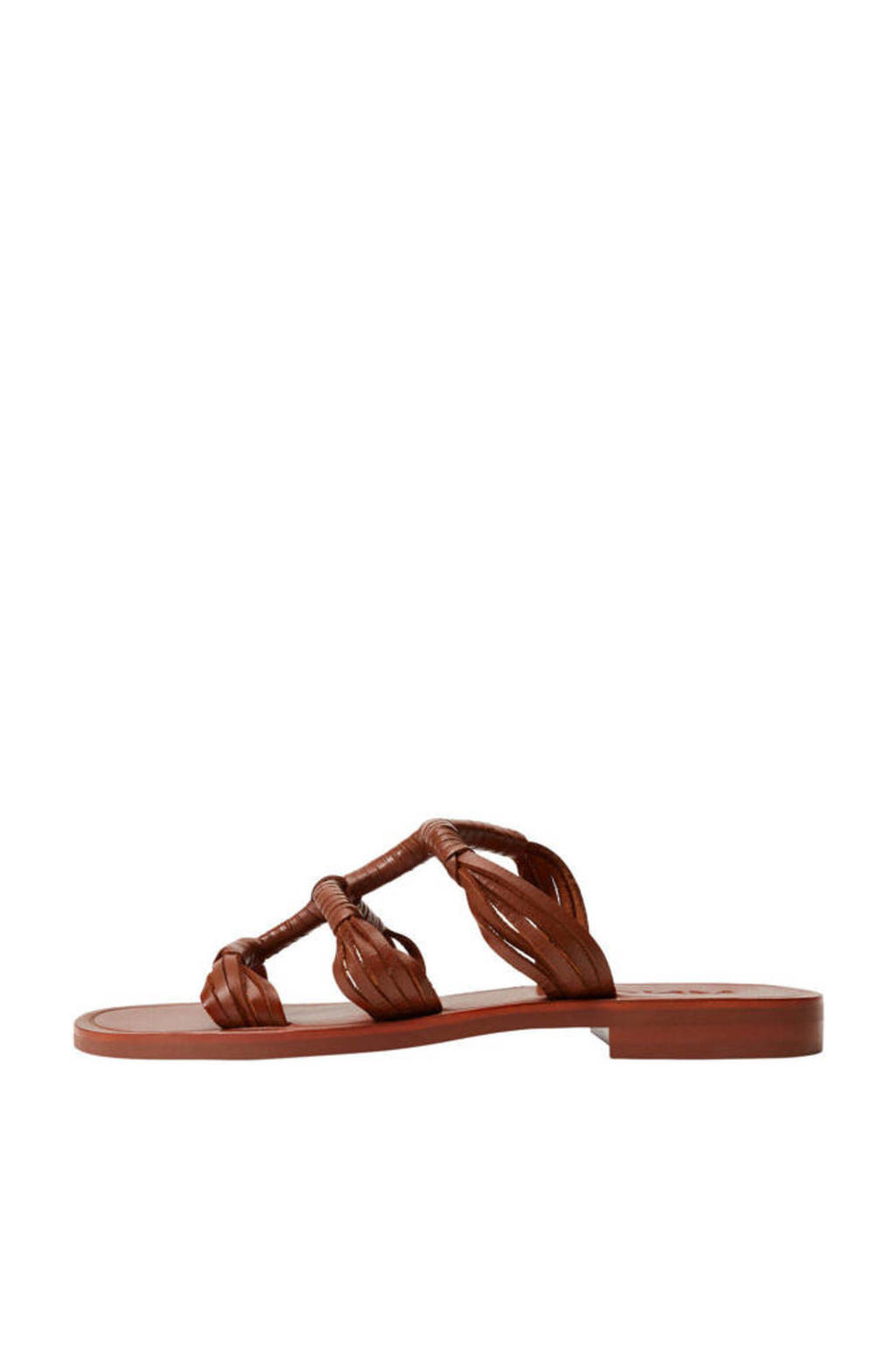 Mango leren slippers bruin kopen? | Morgen in huis | wehkamp