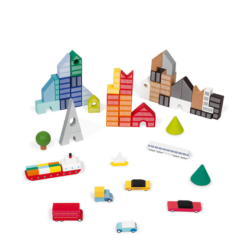 Janod Kubix 60-Block Set + City Puzzle blokpuzzel 20 stukjes | wehkamp
