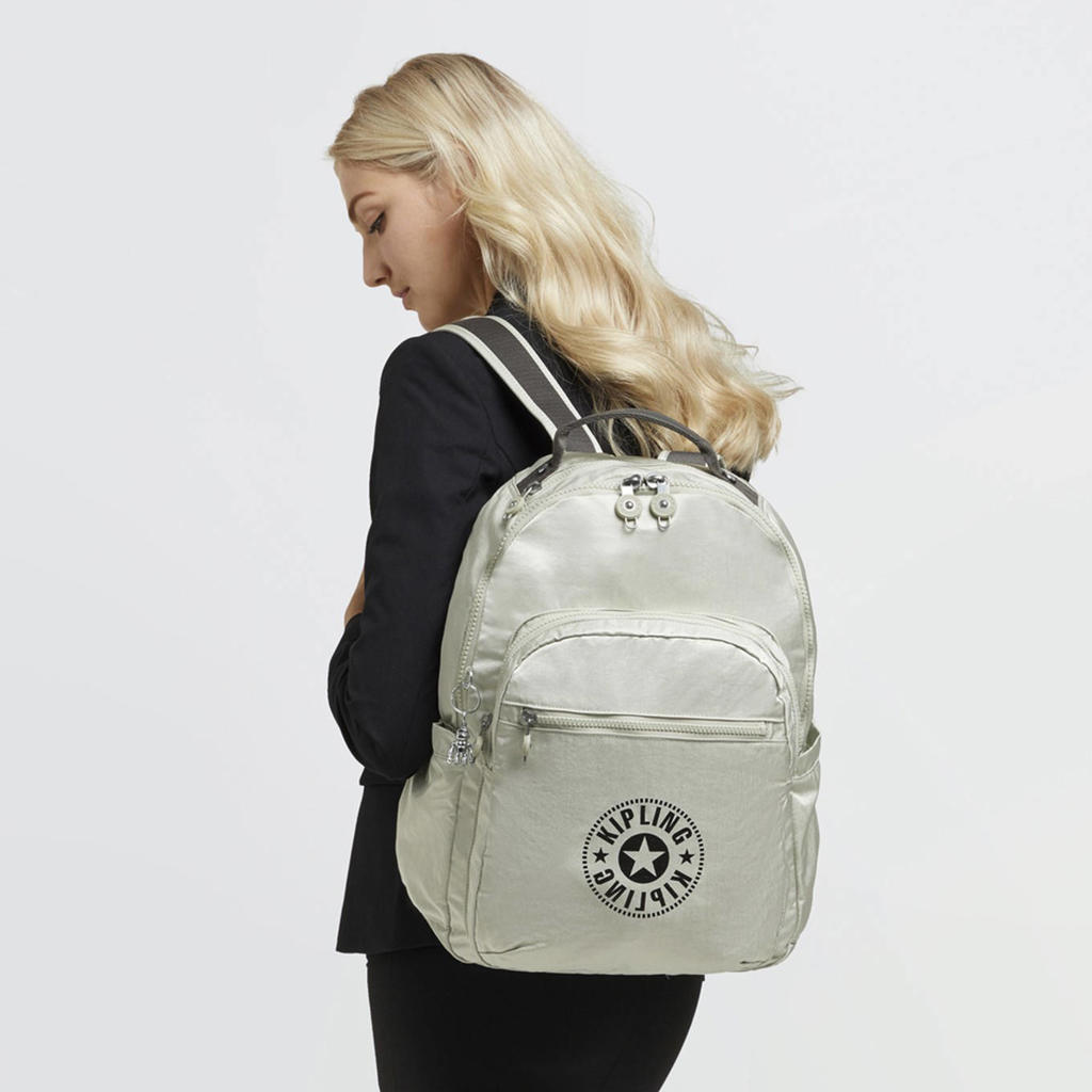Kipling rugzak Seoul zilverkleurig | wehkamp