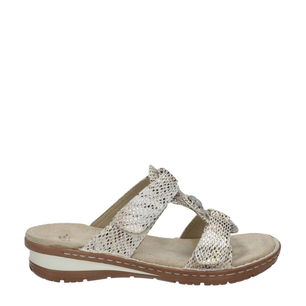 Ara slippers met slangenprint goud | wehkamp
