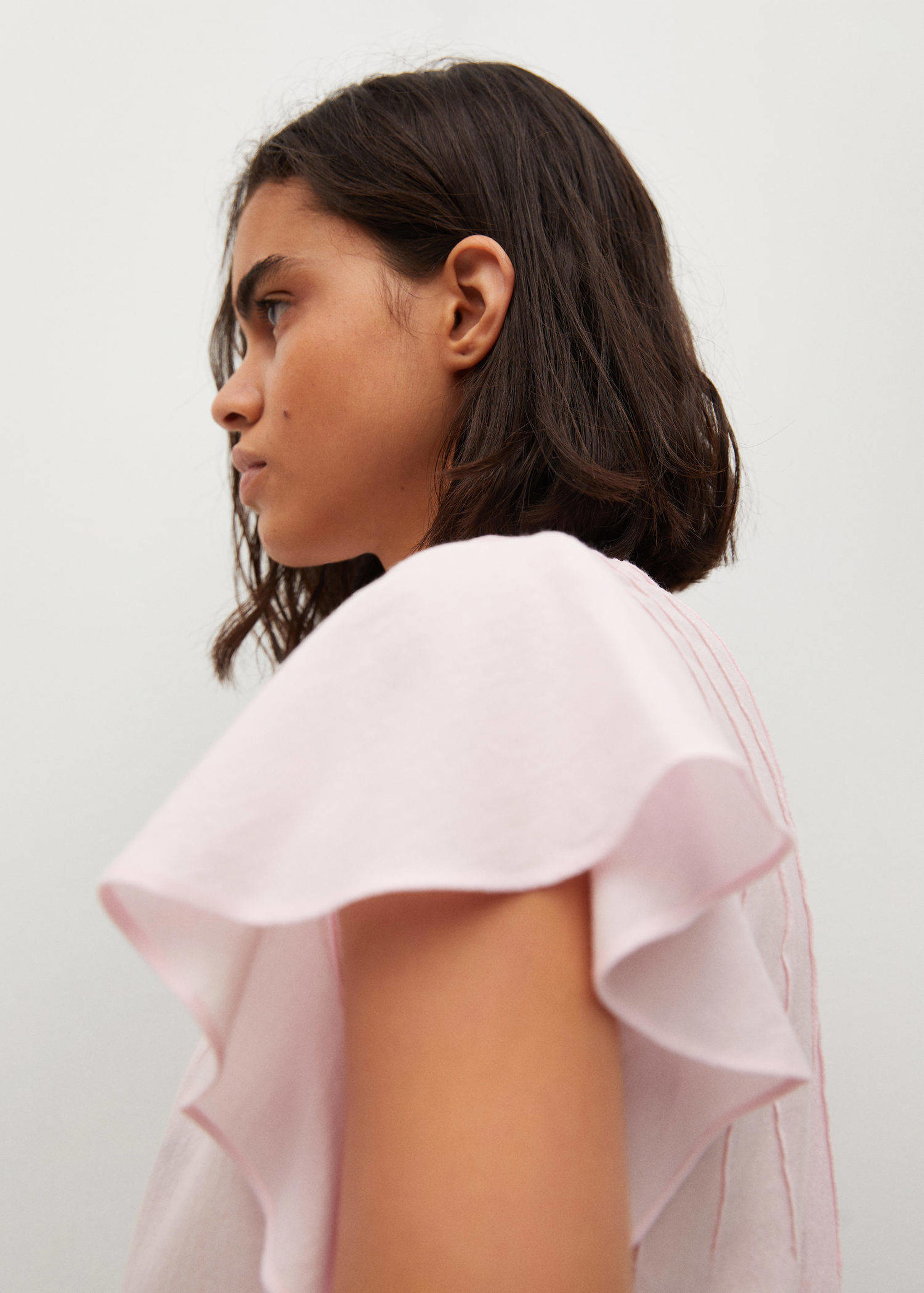 Mango top met ruches lichtroze | wehkamp