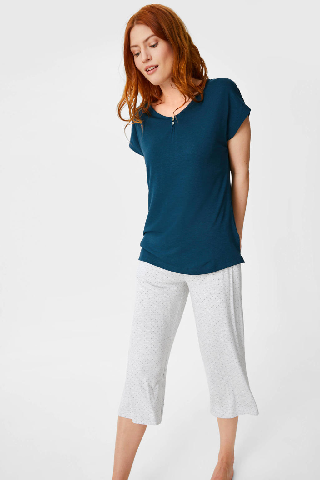 C&A Lingerie pyjama donkerblauw/grijs | wehkamp