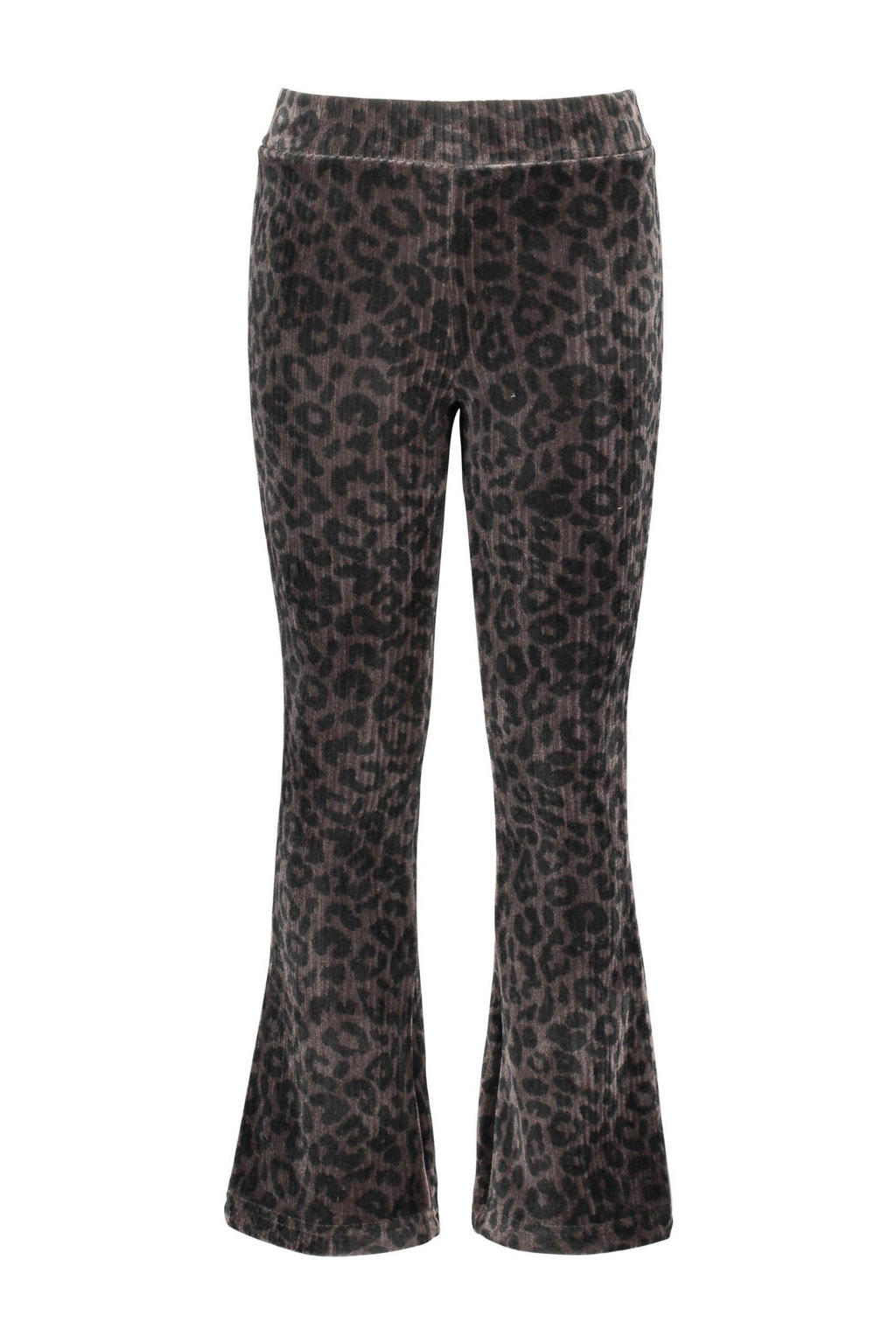 B.Nosy velours flared broek met dierenprint zwart/grijs | wehkamp