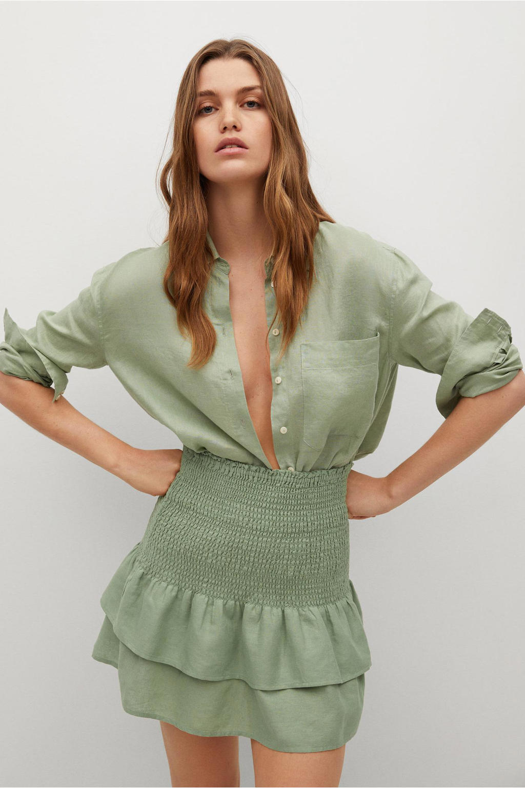 Mango rok met volant groen kopen? | Morgen in huis | wehkamp