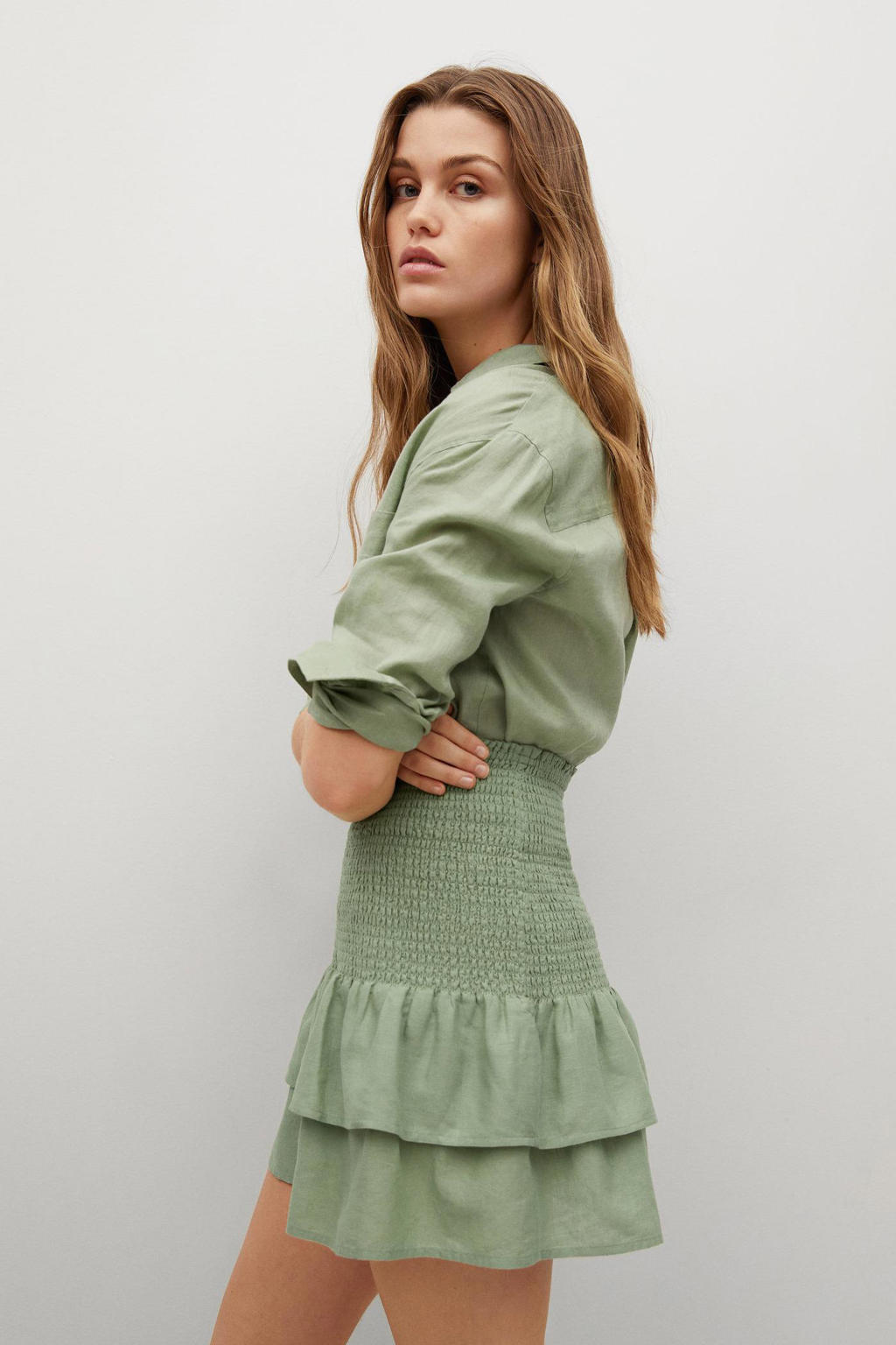 Mango rok met volant groen kopen? | Morgen in huis | wehkamp