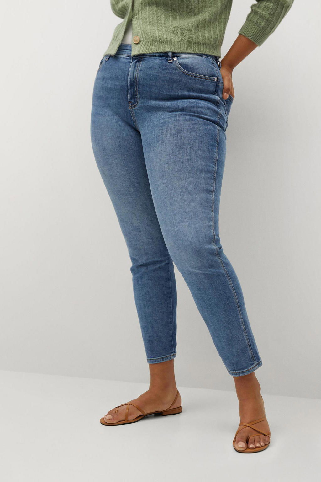 Mango Plus Size push-up super skinny jeans light denim | wehkamp