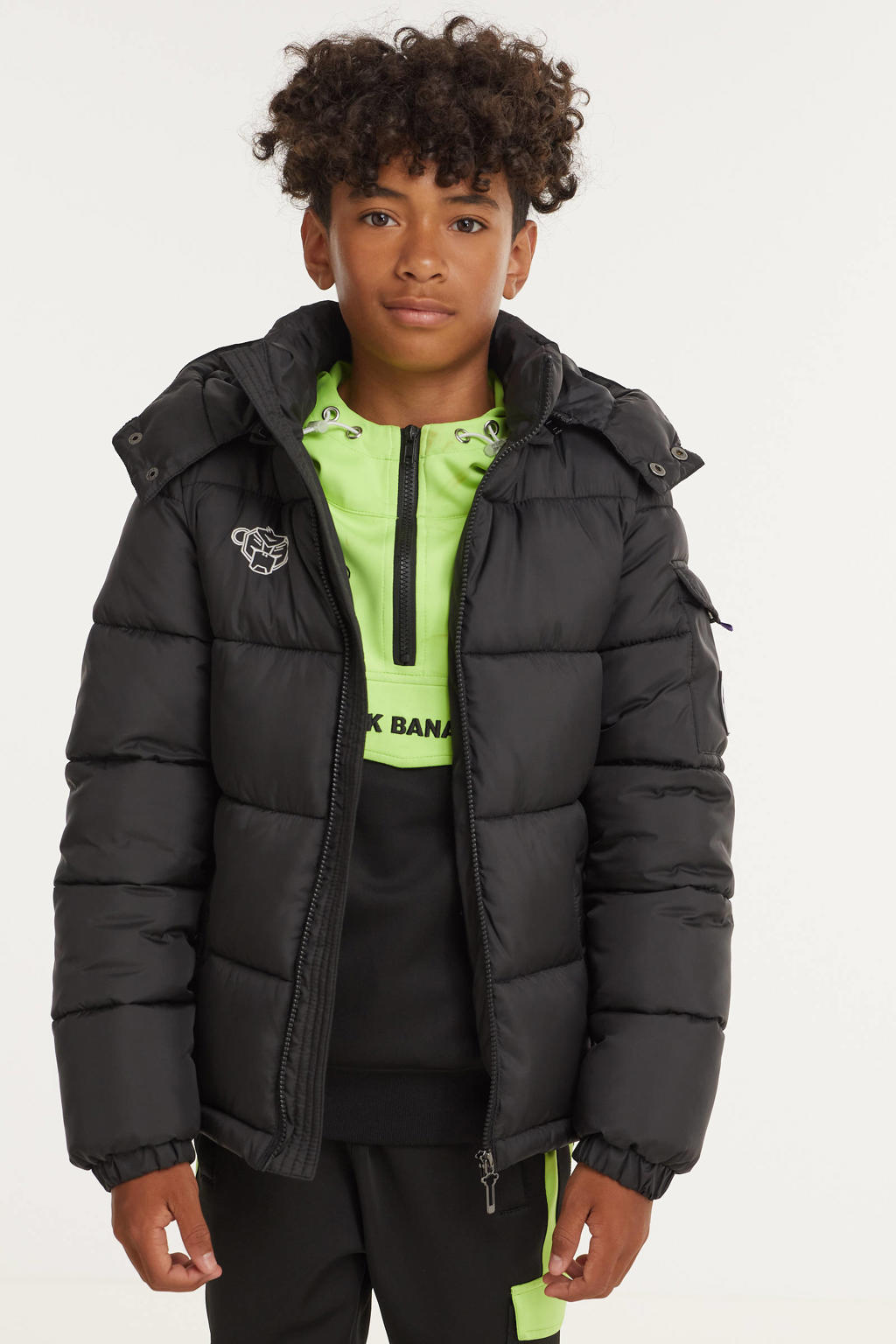 BLACK BANANAS unisex winterjas met logo zwart | wehkamp