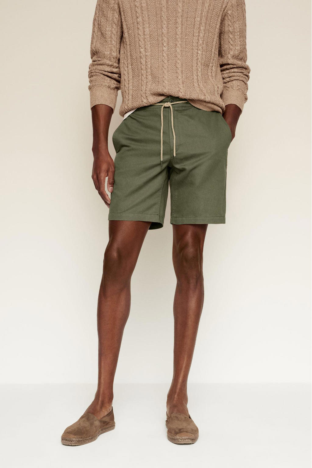 Mango Man regular fit short kaki | wehkamp