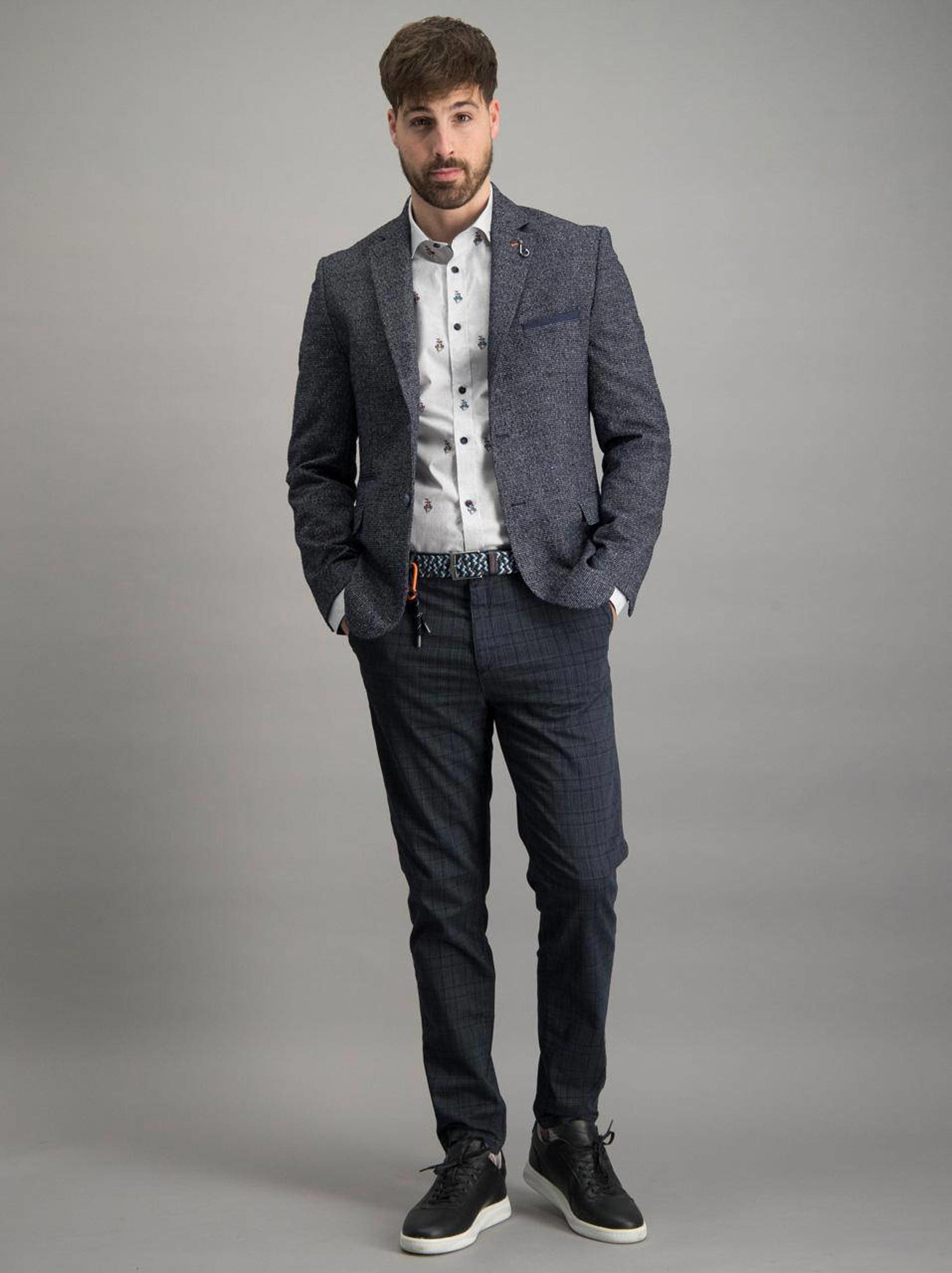 A fish named Fred gemêleerde regular fit colbert donkerblauw | wehkamp