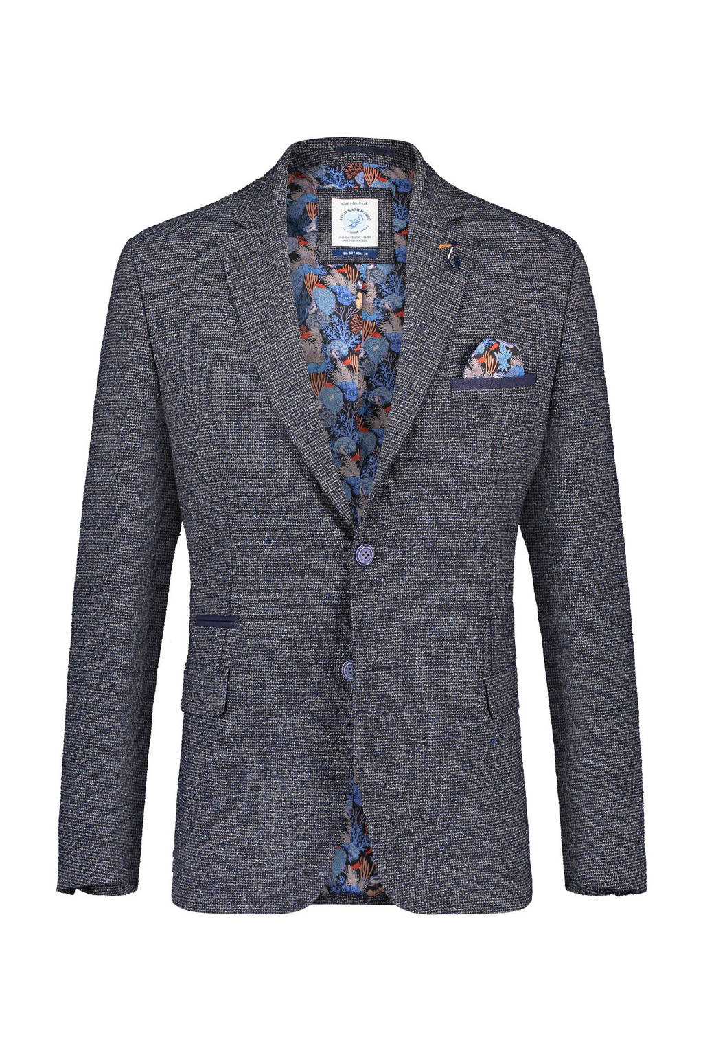 A fish named Fred gemêleerde regular fit colbert donkerblauw | wehkamp