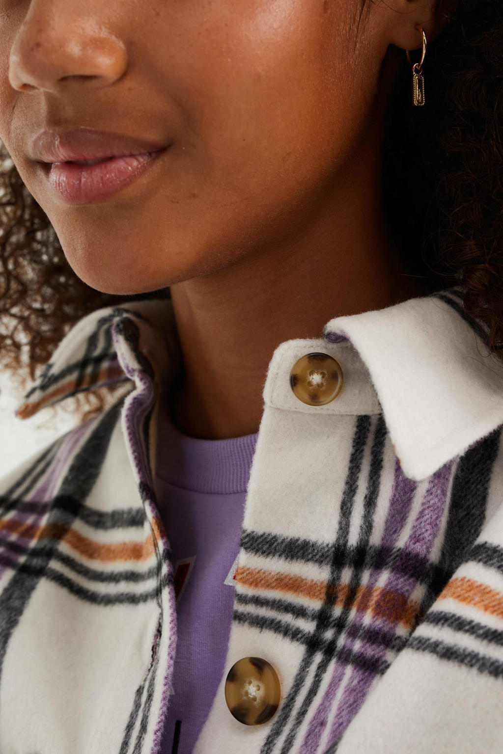 WE Fashion geruit jasje wit/paars/bruin | wehkamp