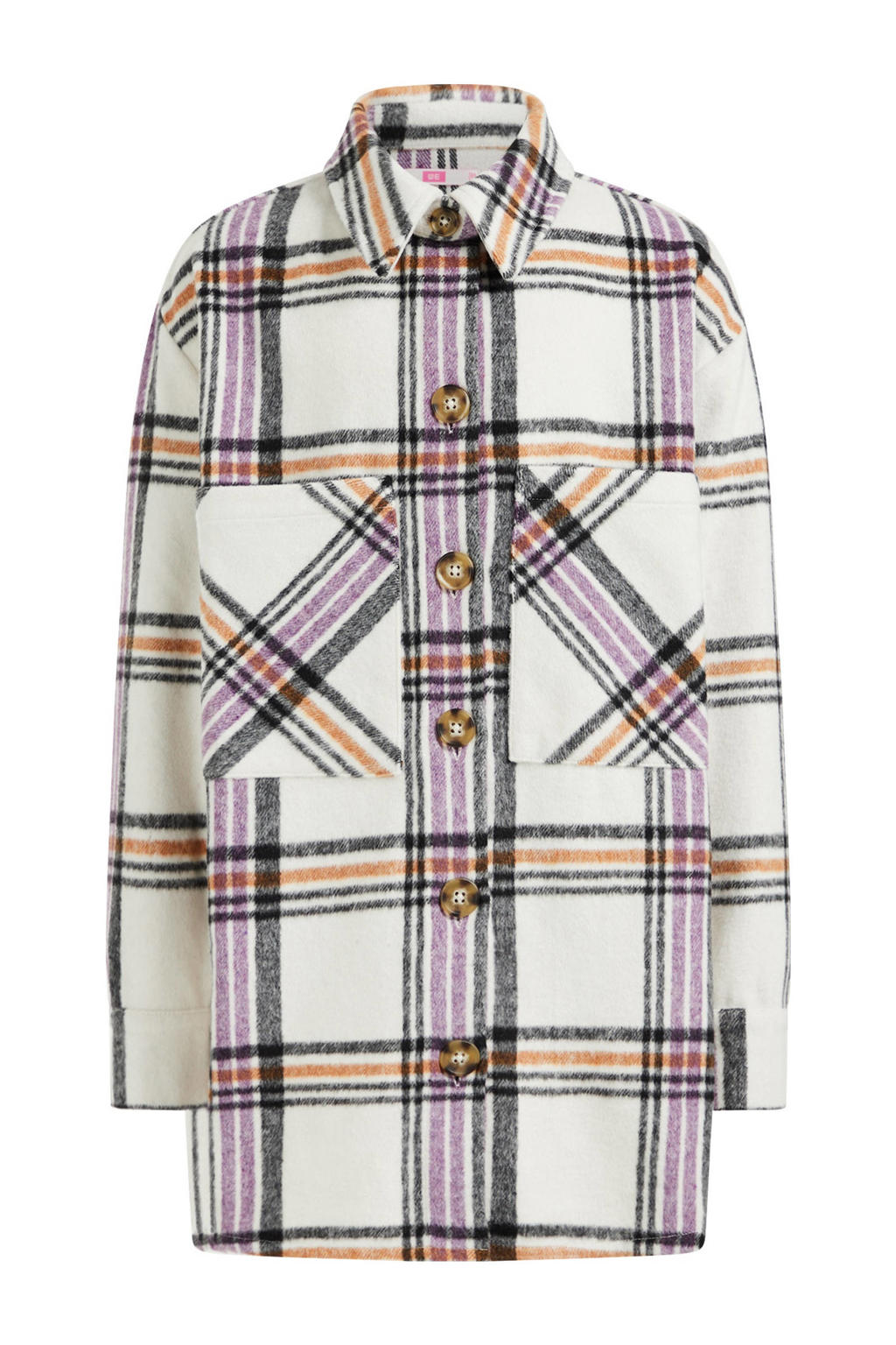 WE Fashion geruit jasje wit/paars/bruin | wehkamp