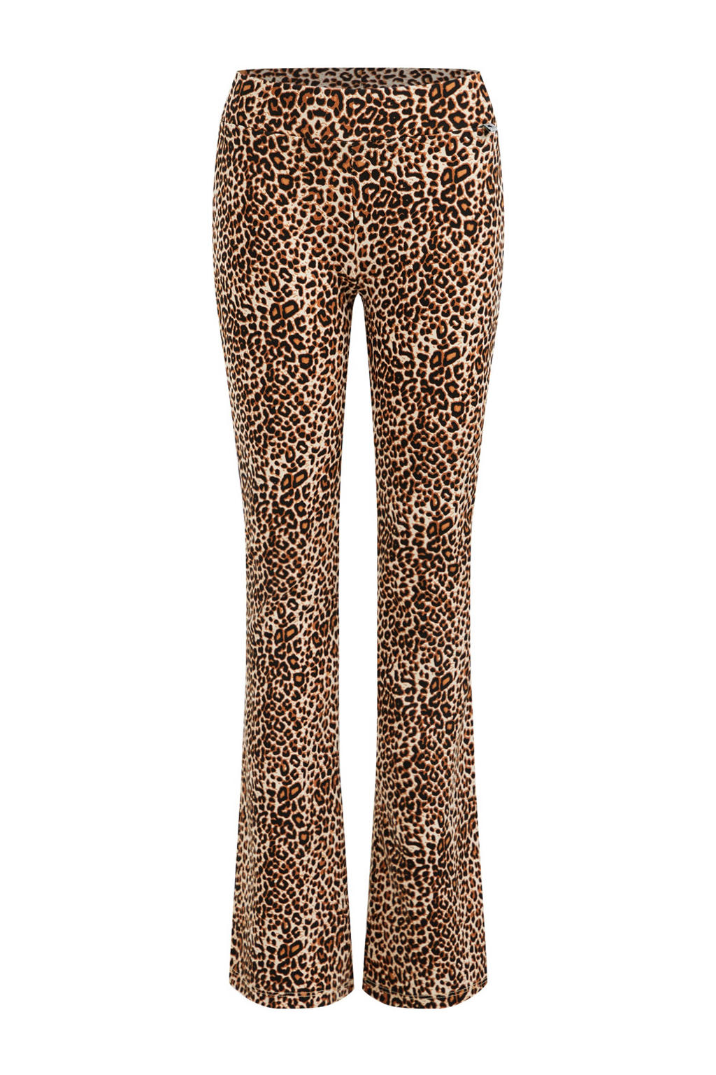 WE Fashion flared broek met dierenprint bruin/zwart/beige | wehkamp
