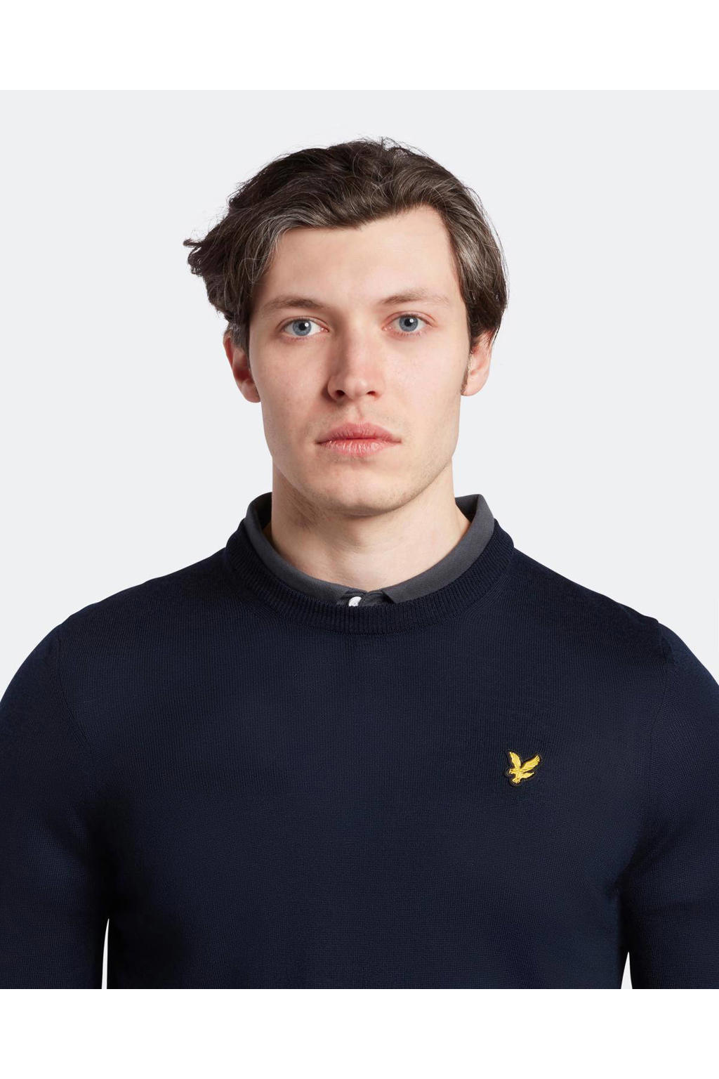 Lyle & Scott trui Golf Crew Neck Pullover met wol donkerblauw | wehkamp