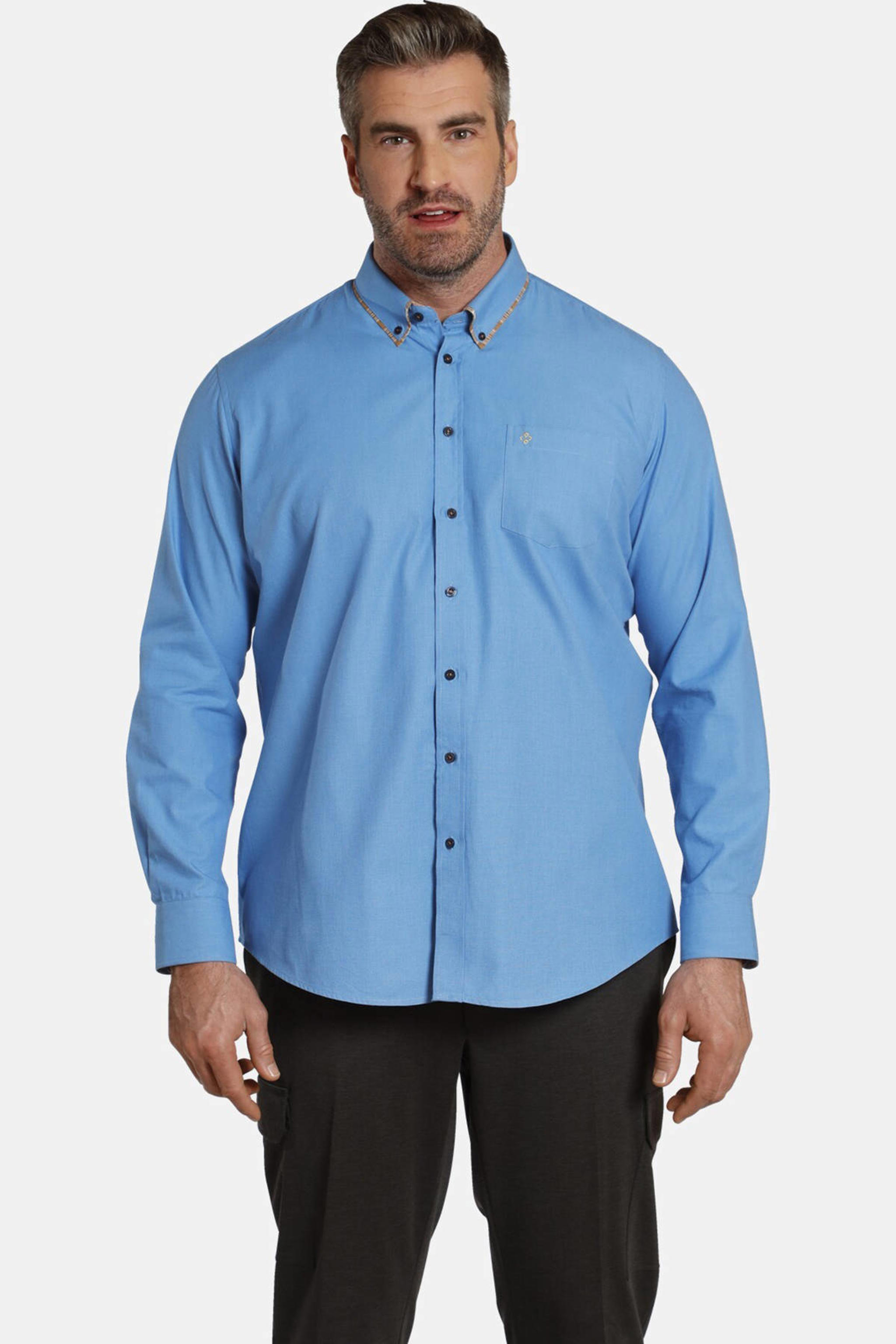 Charles Colby loose fit overhemd DUKE JEFFERSON Plus Size blauw | wehkamp