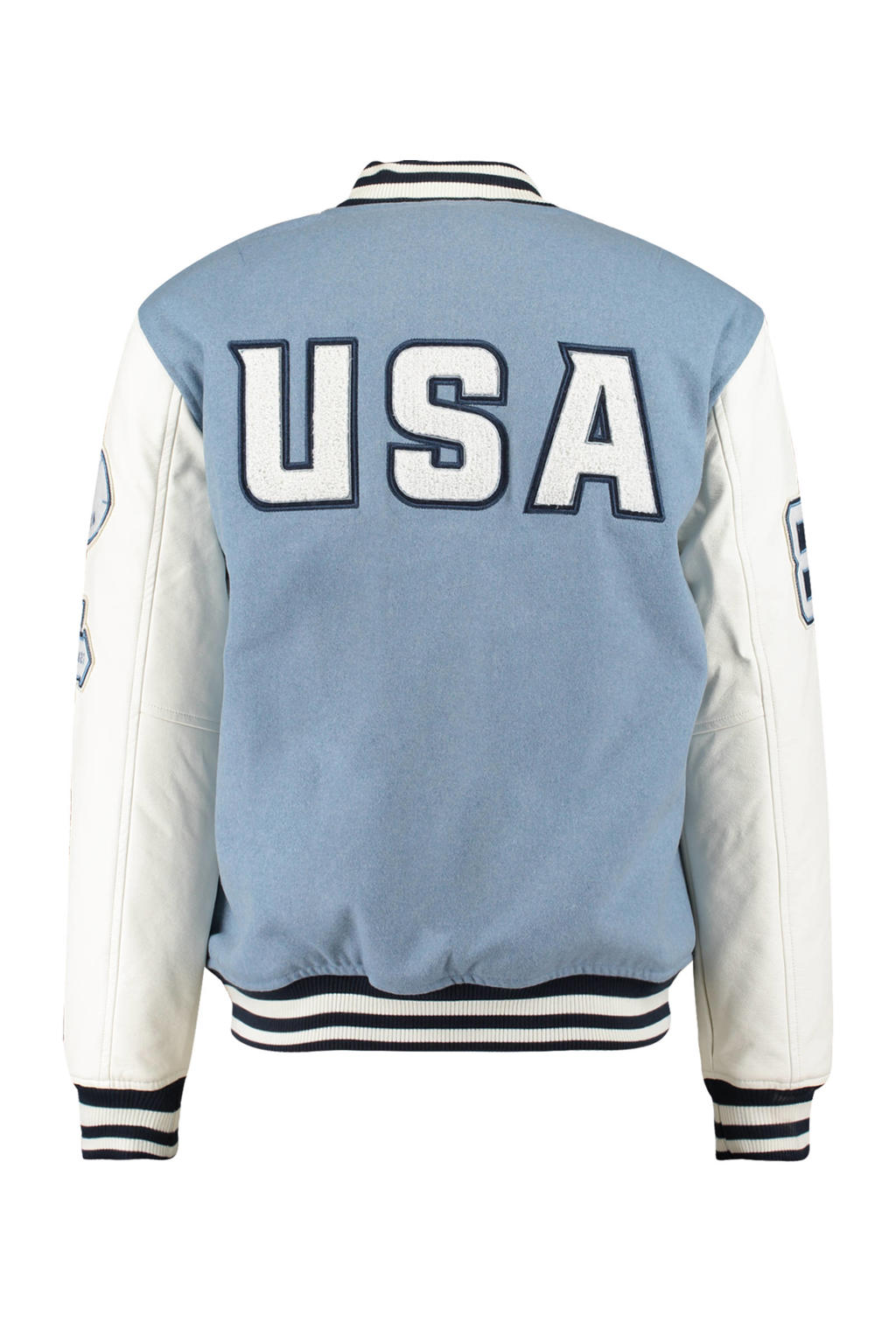 America Today unisex baseball jacket Joni met patches blauw | wehkamp