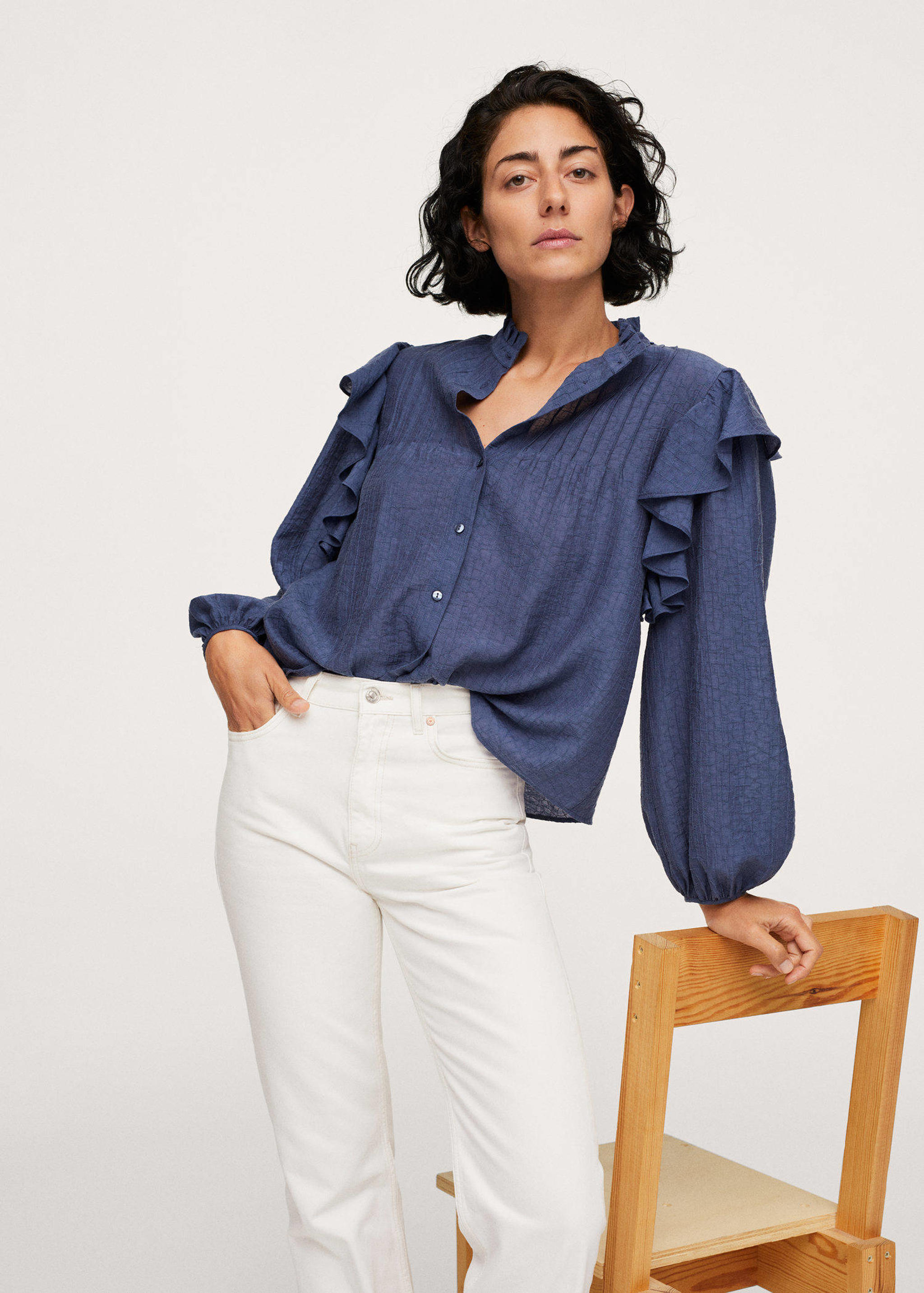 Mango blouse met ruches blauw | wehkamp Mango blouse met ruches blauw | wehkamp