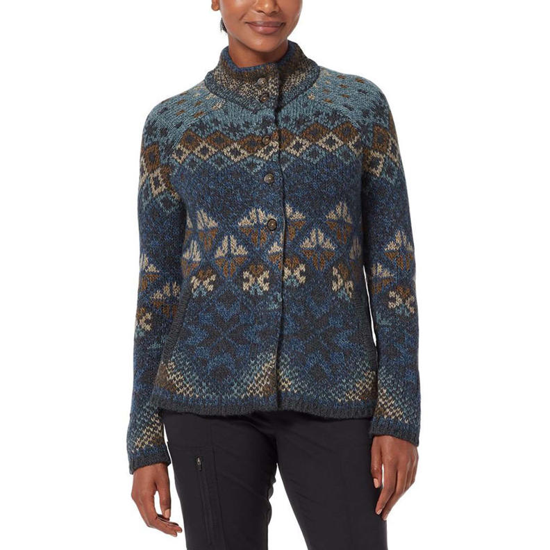 Royal Robbins grofgebreid vest Mystic Canyon met all over print blauw ...