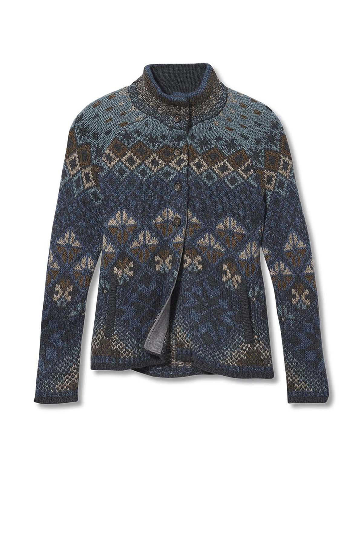 Royal Robbins grofgebreid vest Mystic Canyon met all over print blauw ...