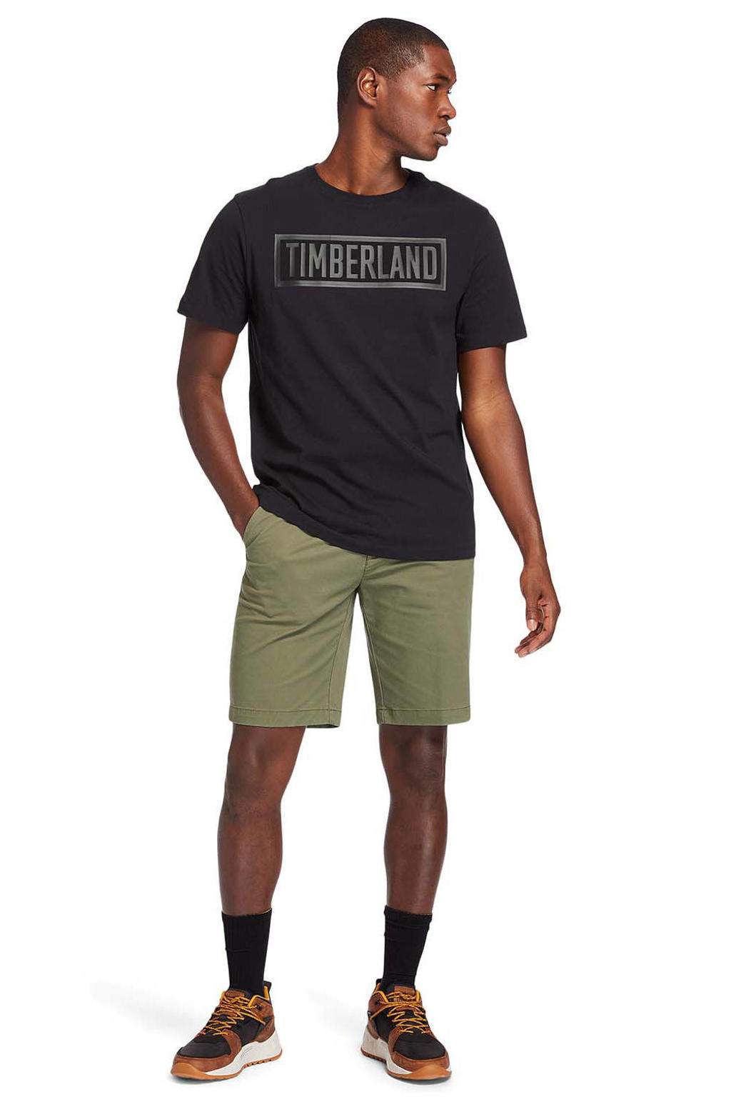 Timberland straight fit chino short groen | wehkamp