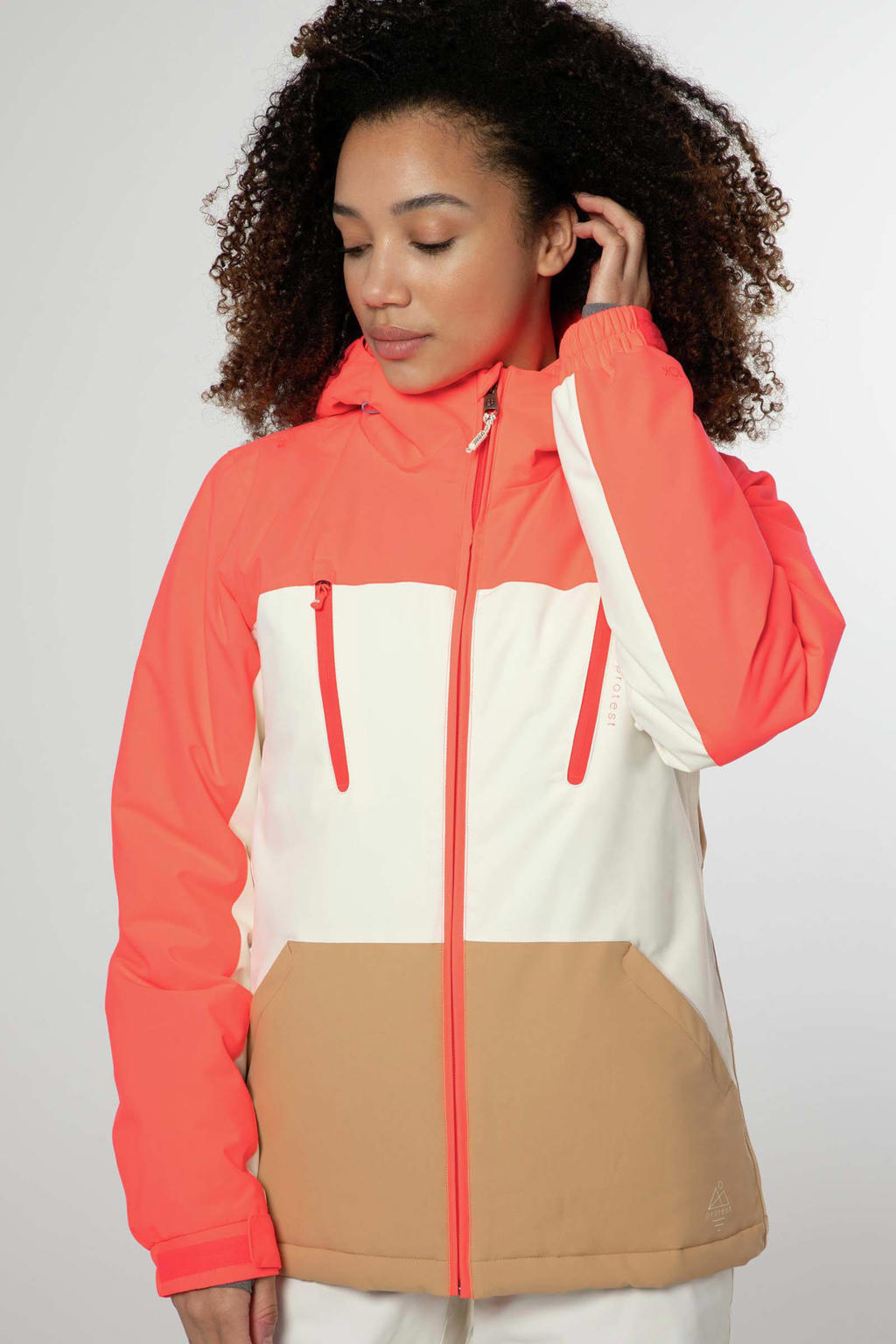 Protest ski-jack Baow roze/ecru/bruin | wehkamp